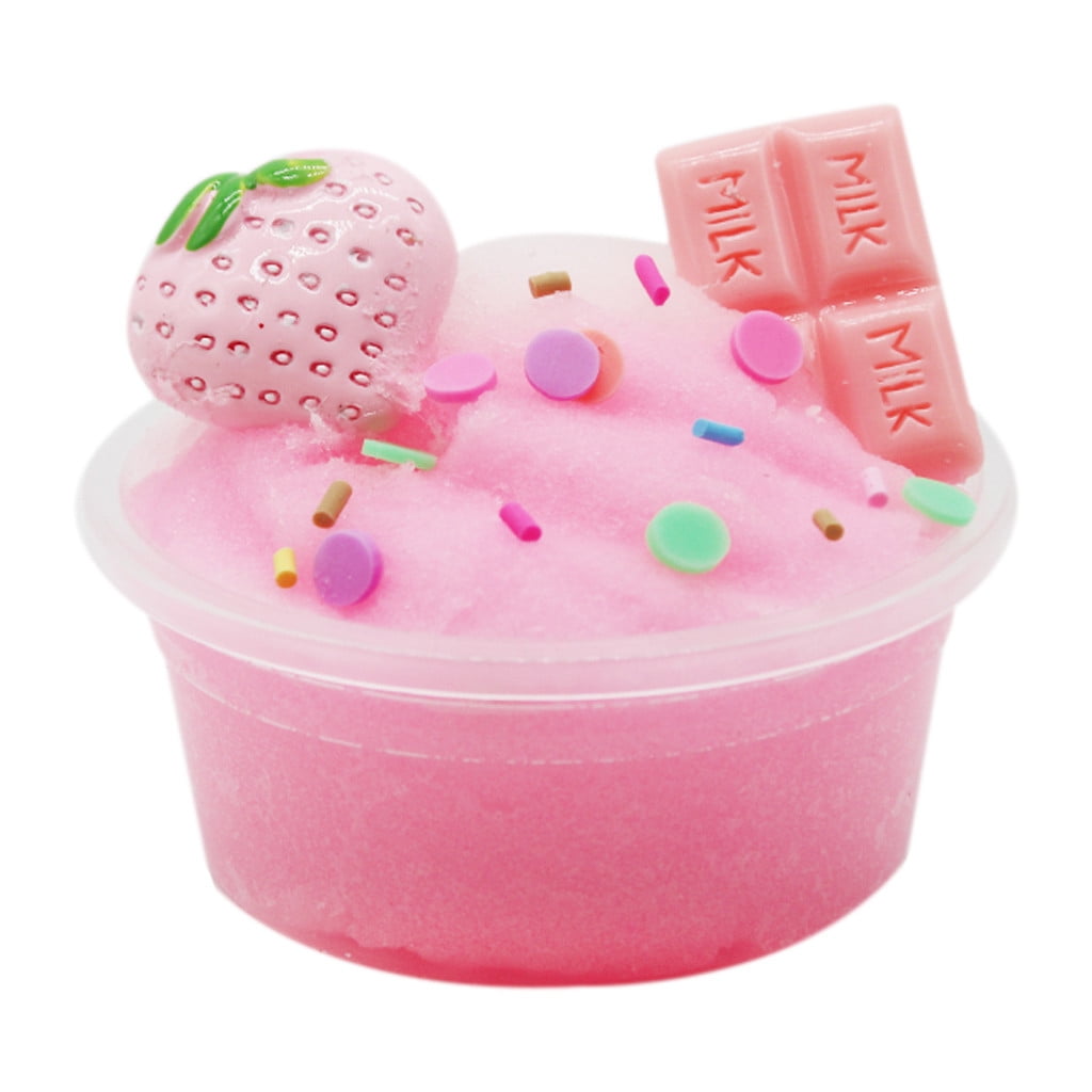 Strawberry Cloud Slime with Crunchy Toppings - Realistic Dessert Toy ...