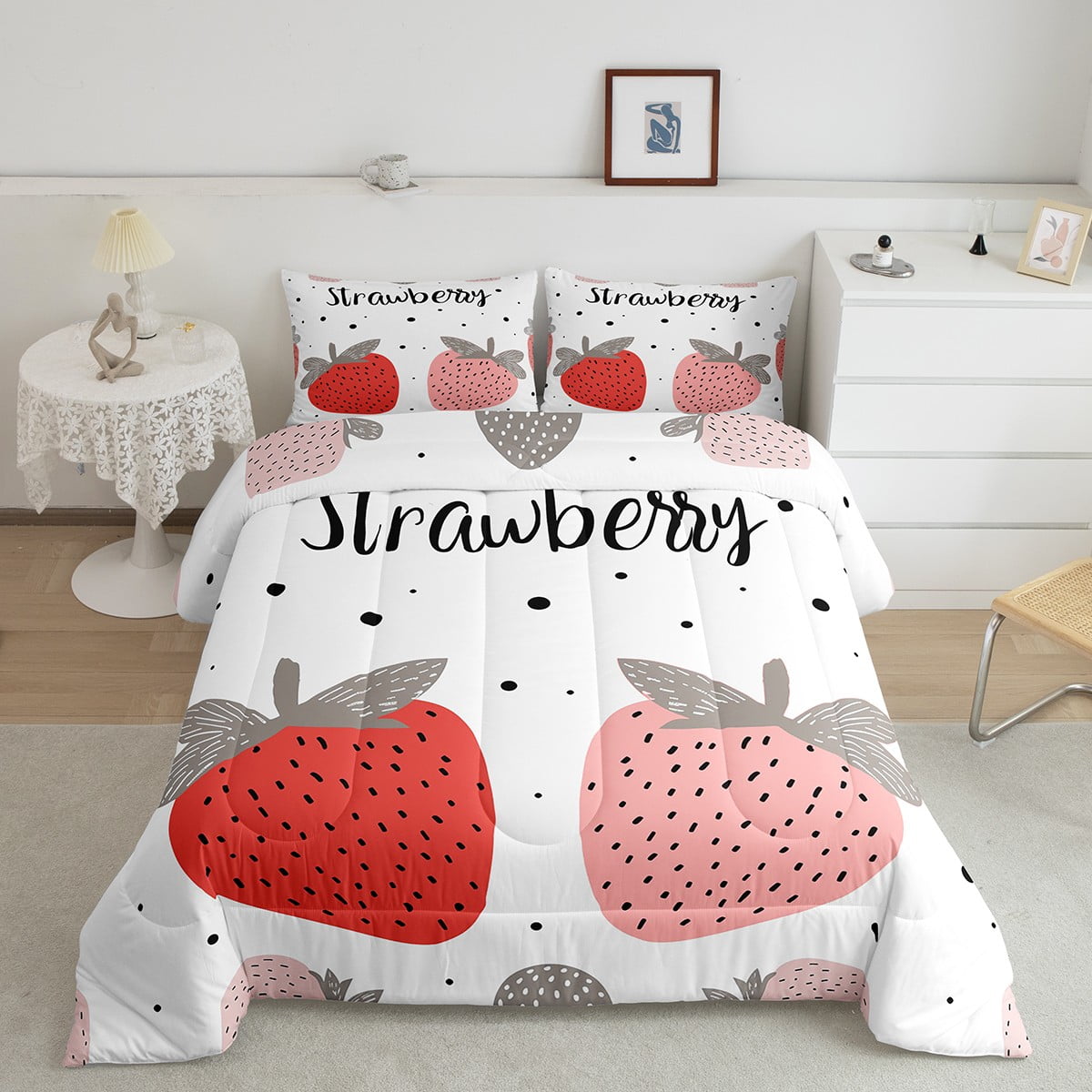 Strawberry Comforter Set Farm Fruit Down Comforter,Cartoon Hand Drawn ...