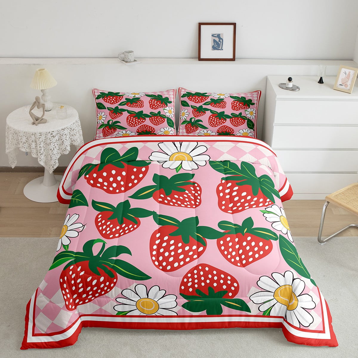 Strawberry Comforter Set Farm Fruit King Bedding Set,Flowers Down ...