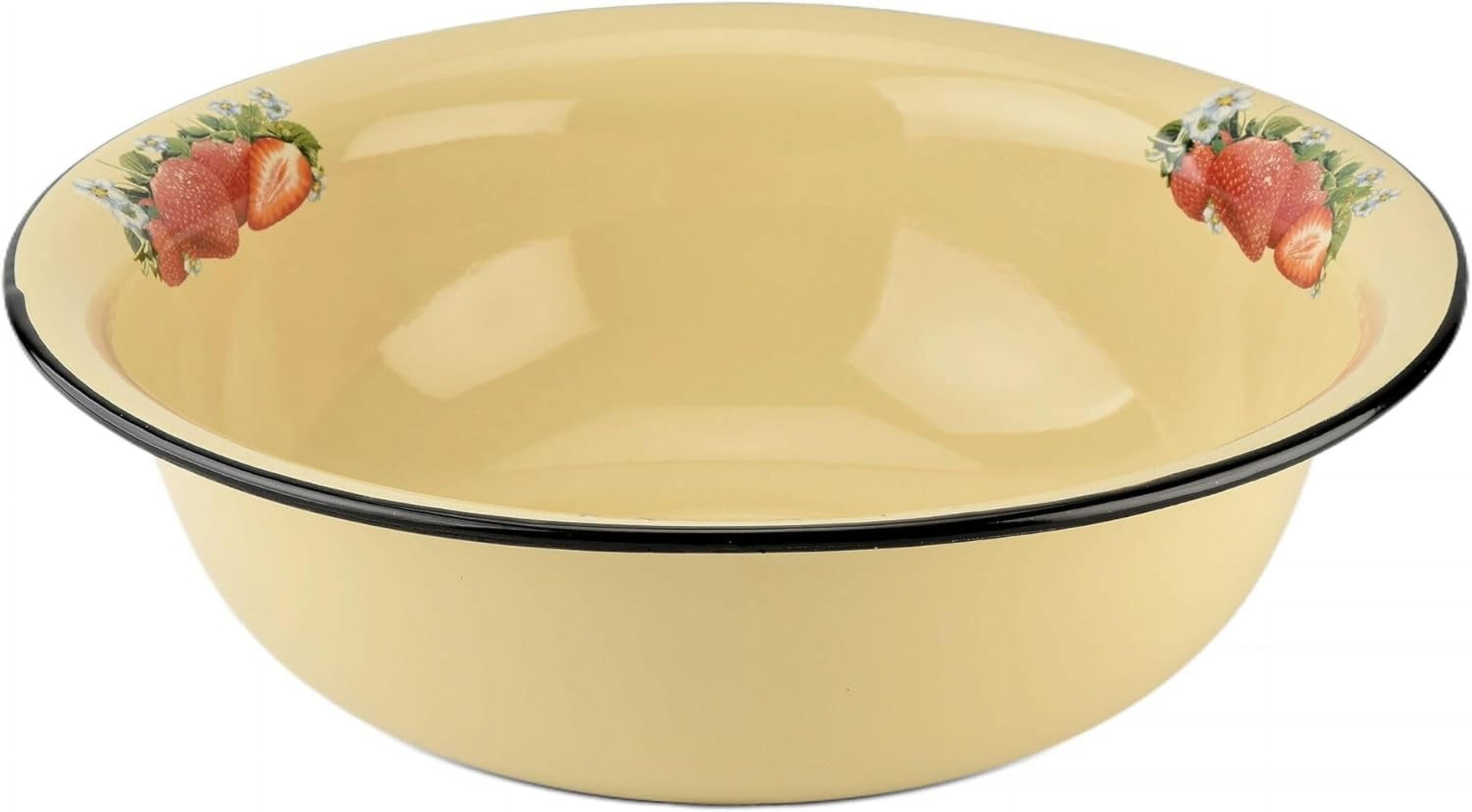Strawberry and Cream Enamel Basin 19 Qt (18 L) Large Mixing Bowl ...