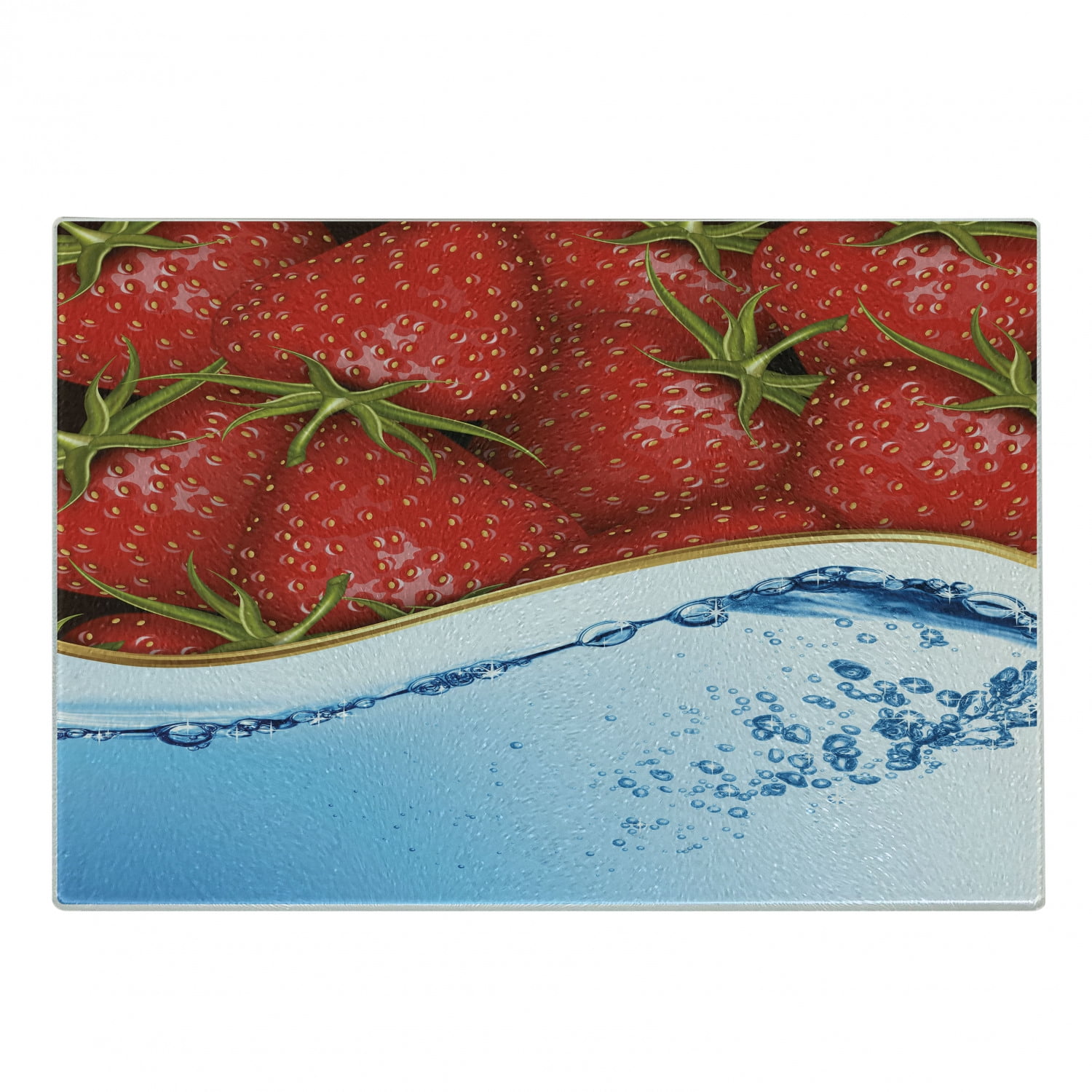 Strawberry Cutting Board, Close up Realistic Summer Fruit on Water ...