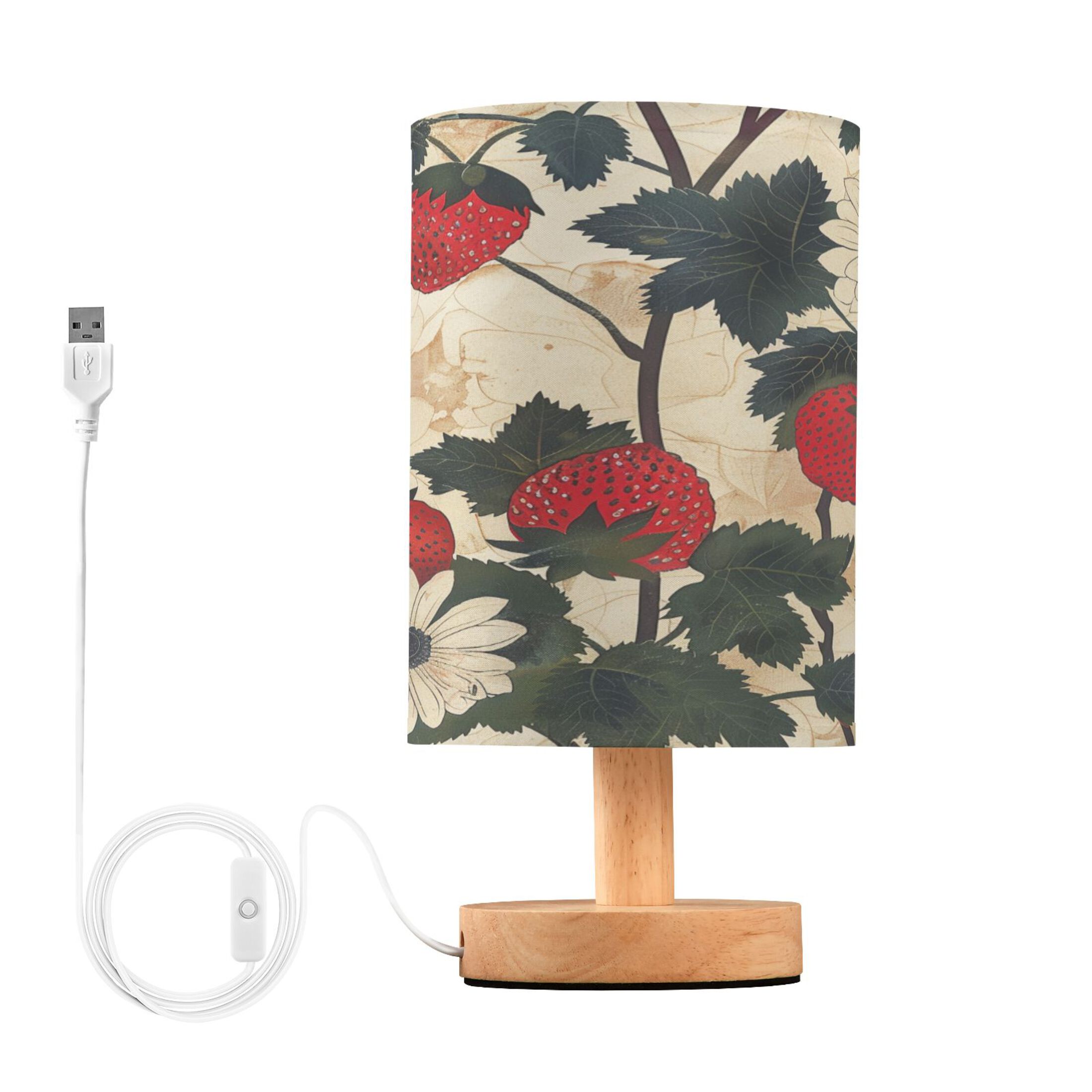 Strawberry Daisy Floral Retro Bedside Table Lamp Desk Warm Lights with ...
