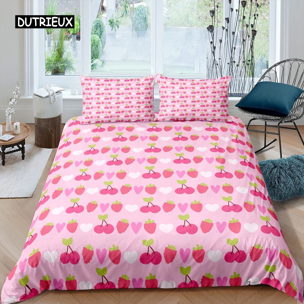 Strawberry Duvet Cover Set Girl King Size Comforter Cover Set Red ...