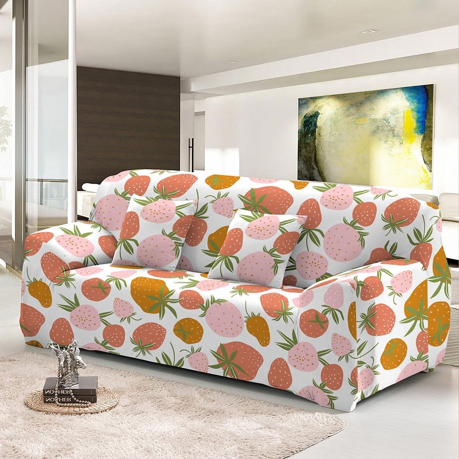 Strawberry Elastic Slipcovers Corner Couch Cover For Living Room Fruit ...