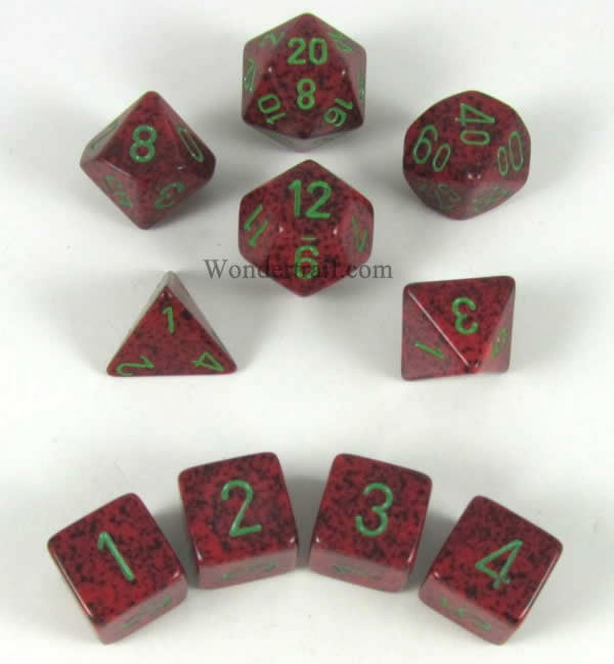Strawberry Elemental Dice with Green Numbers 16mm (5/8in) Set of 10 ...