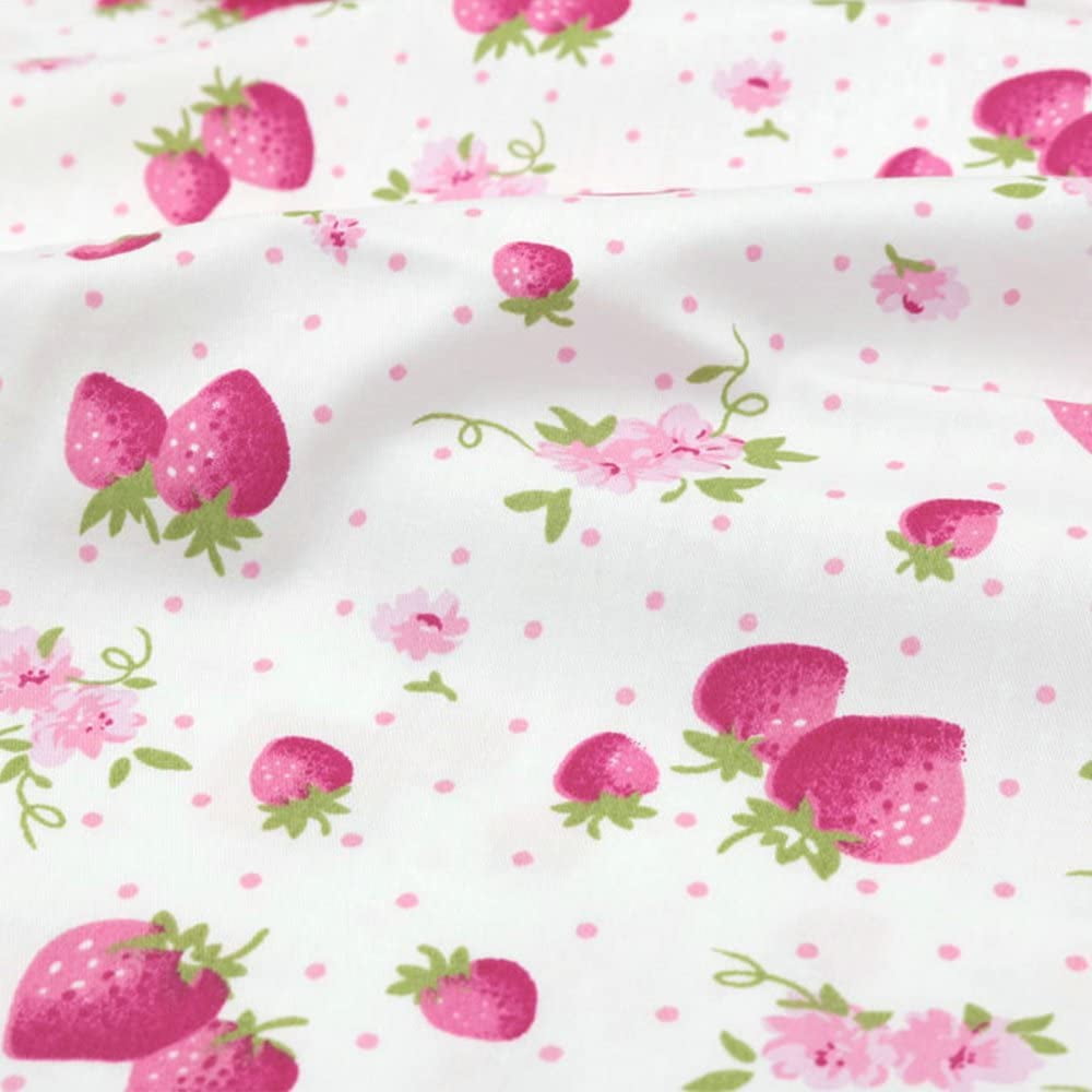 Strawberry Fabric, Strawberries on White Background, Cotton Fabric for ...
