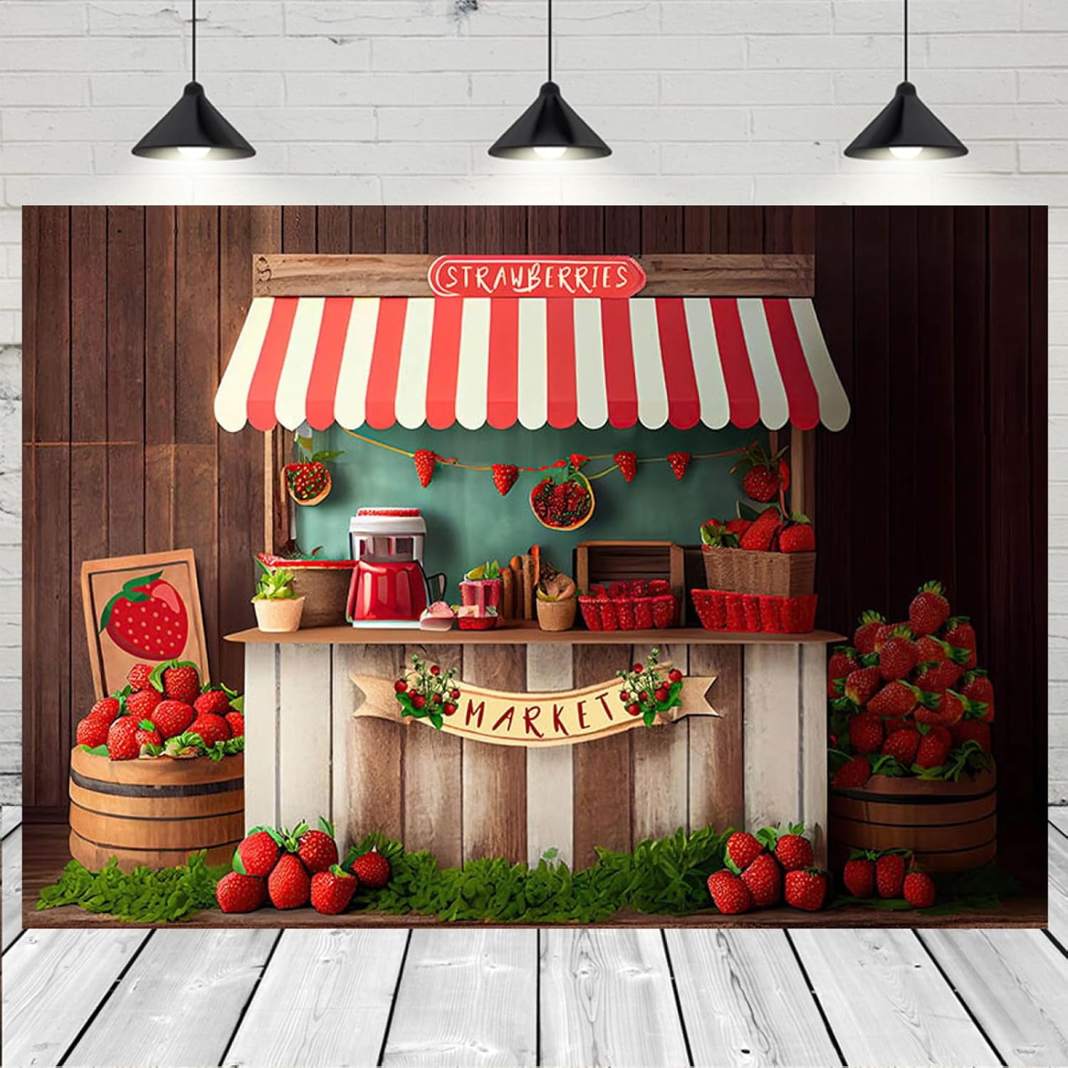 Strawberry Farm Backdrop Farm Harvest Party Photo Background Sweet Girl ...