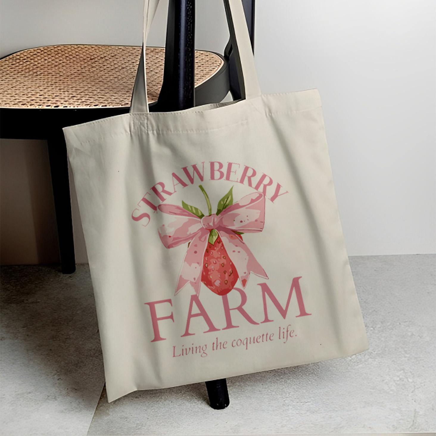 Strawberry Farm Life Trending Summer Vibes Cotton Tote Bag Gift ...