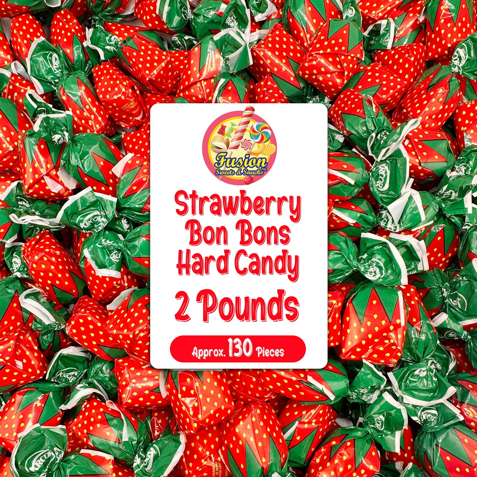 Strawberry Filled Hard Candy AIF9 - Individually Wrapped Strawberry Bon ...