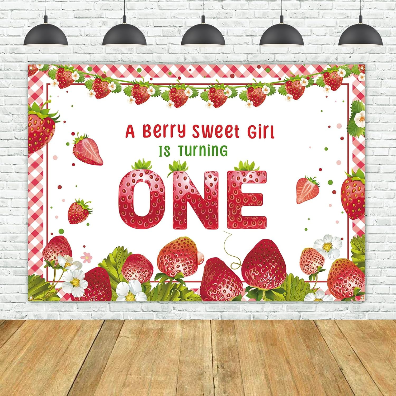 Strawberry First Birthday Backdrop for Girl Sweet Berry Birthday Party ...
