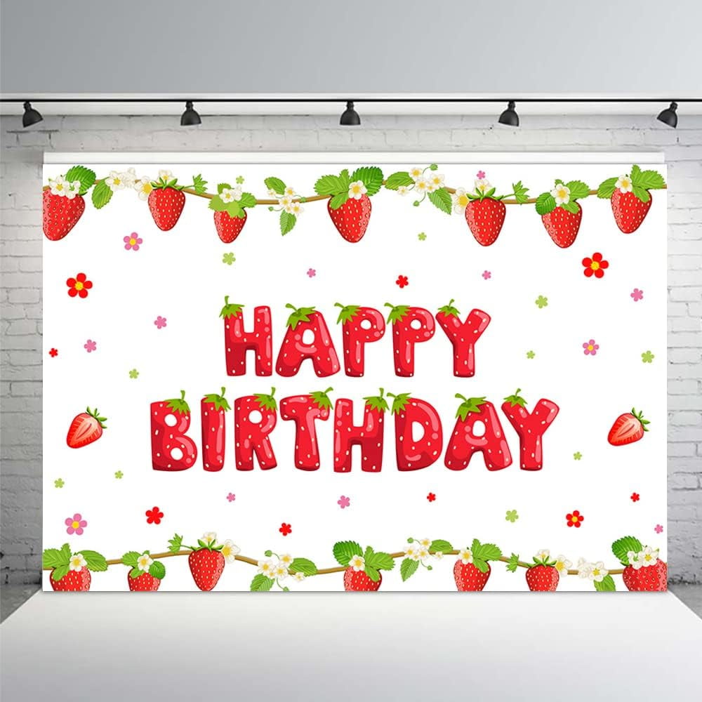 Strawberry First Birthday Backdrop for Sweet Girl Strawberry Birthday ...