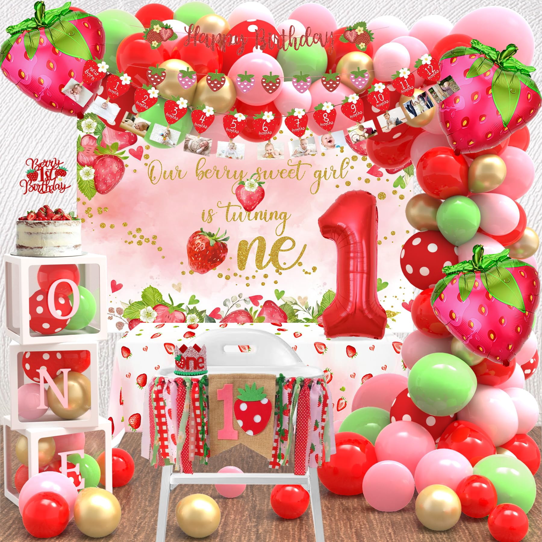 Strawberry First Birthday FEV6 Decor for Girls Berry 1st Birthday ...