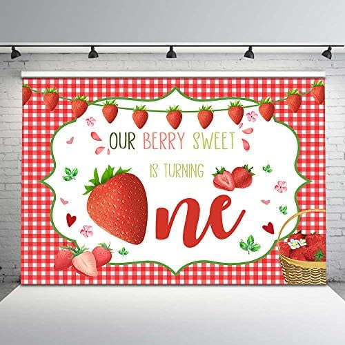Strawberry First Birthday Party Backdrop Berry Sweet Birthday Party ...