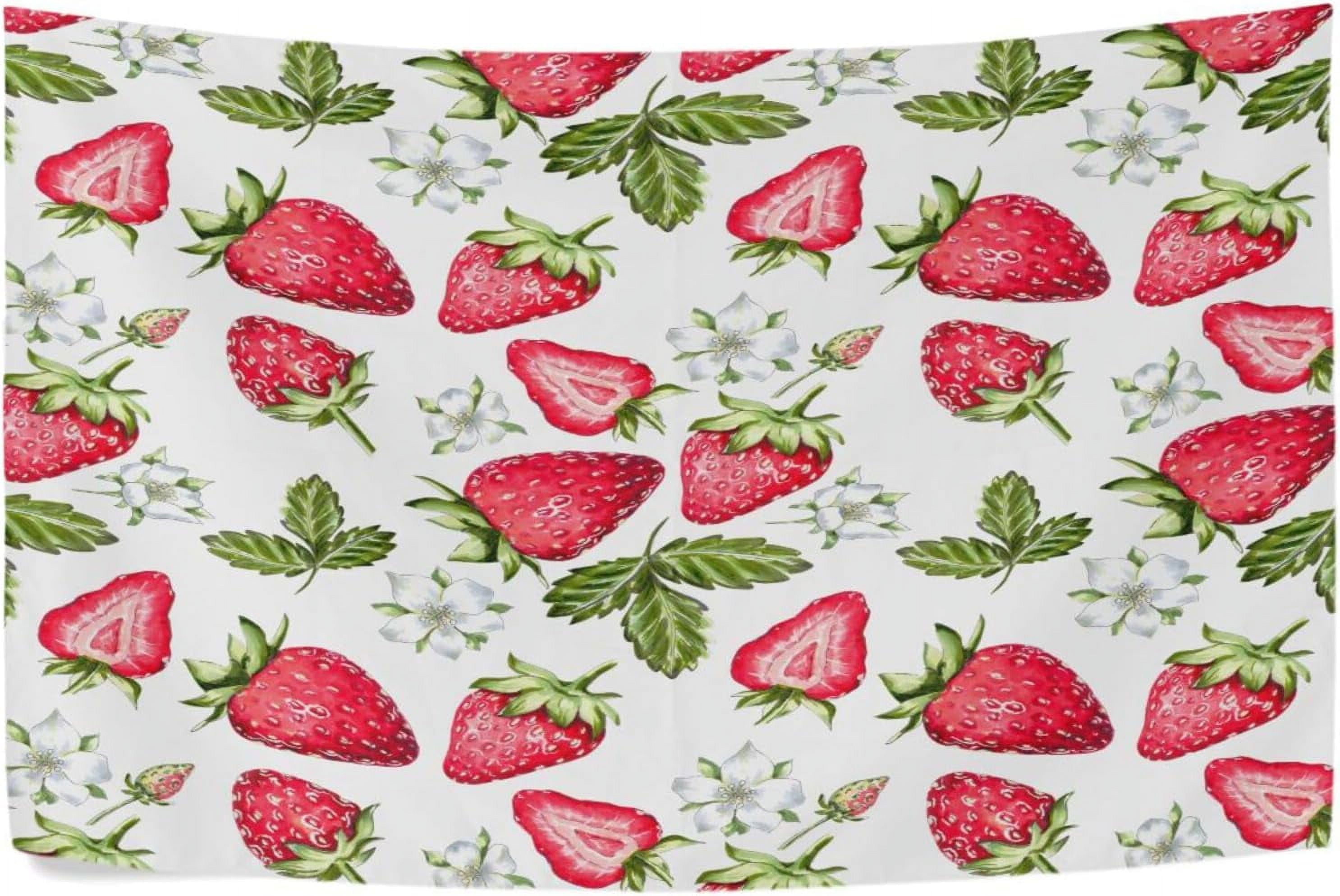 Strawberry Floral Tapestry Wall Hanging Tapestries Happy Colorful ...