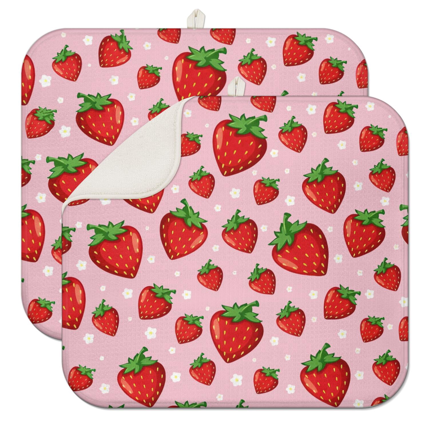 Strawberry and Fruit Coffee Mat – Absorbent Microfiber Spill Mat with ...