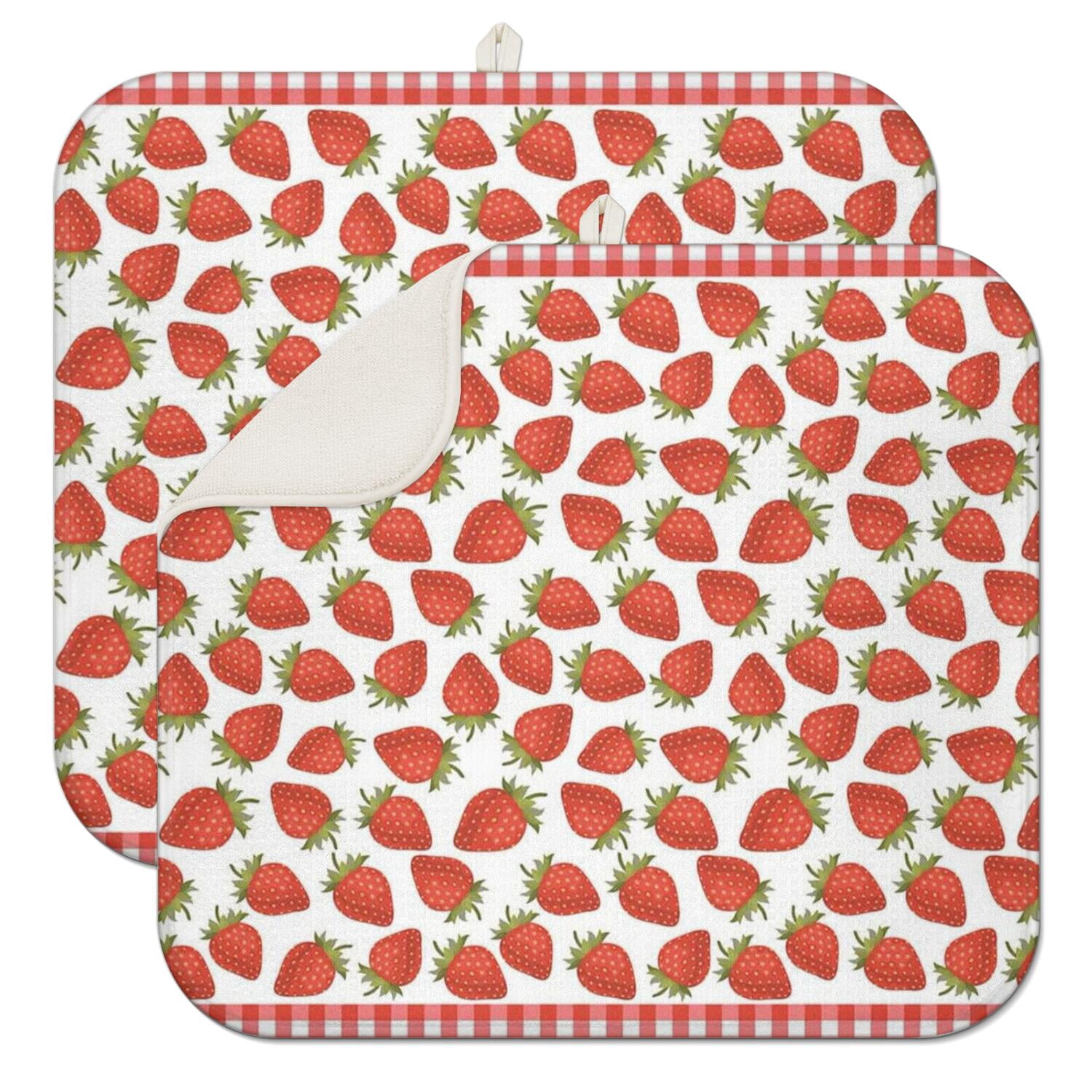 Strawberry and Fruit Coffee Mat – Absorbent Microfiber Spill Mat with ...