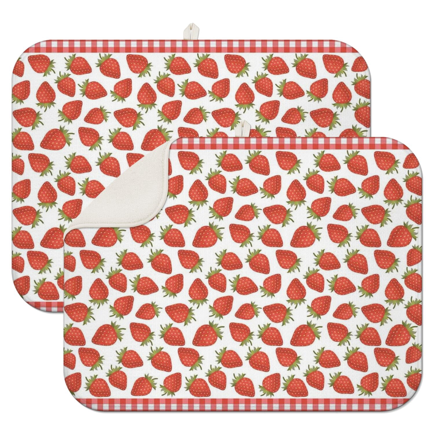 Strawberry and Fruit Coffee Mat – Absorbent Microfiber Spill Mat with ...