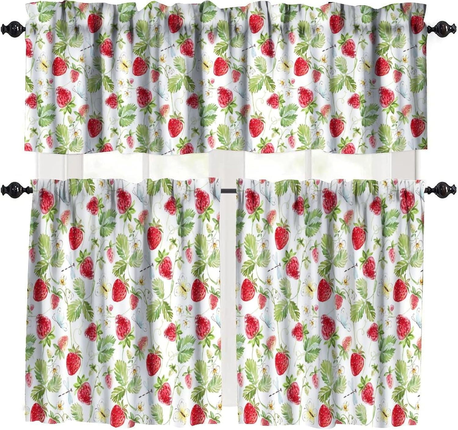 Strawberry Fruit Valance Curtain Butterfly Floral Kids Girl Bedroom ...