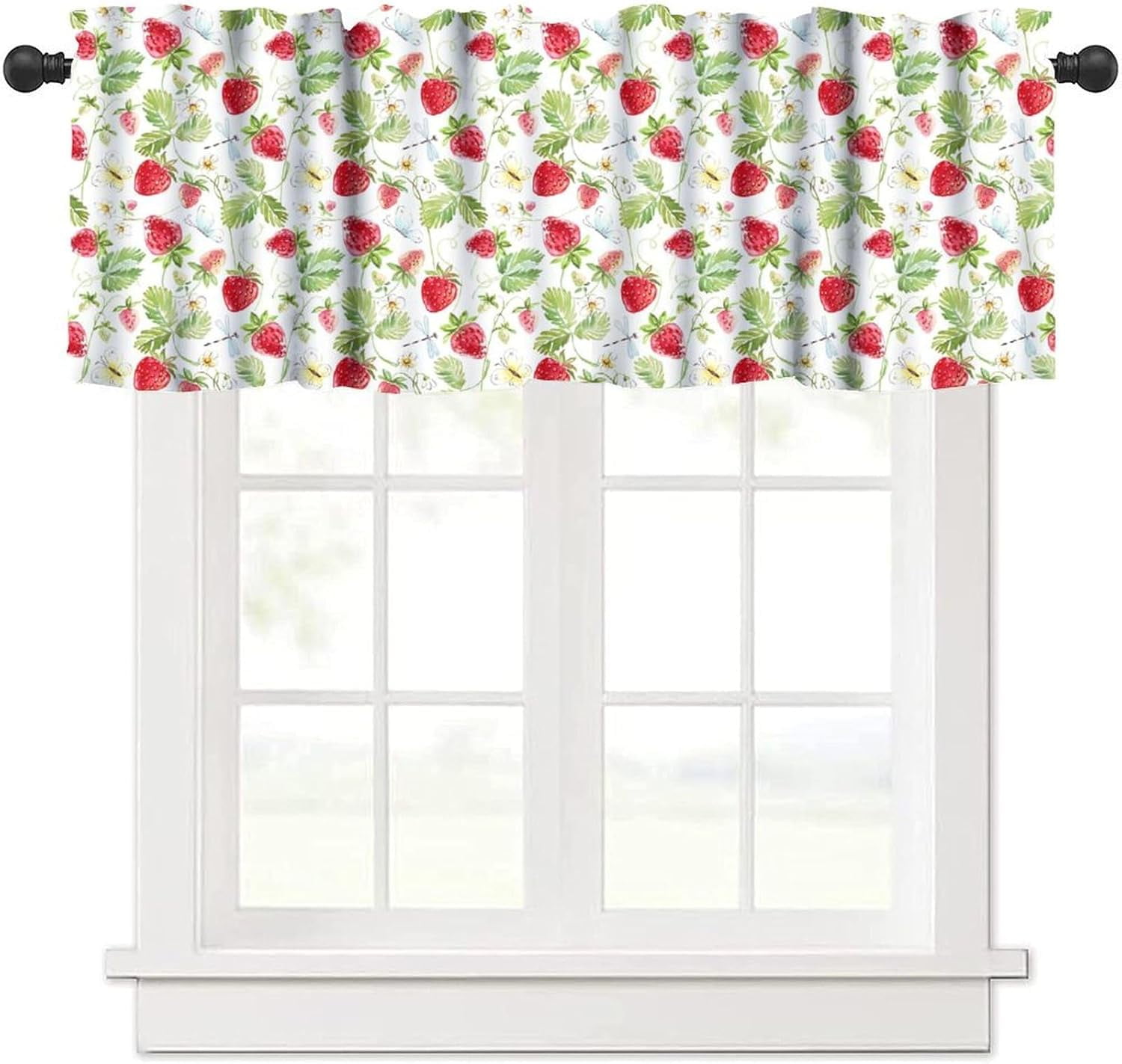 Strawberry Fruit Valance Curtain Butterfly Floral Kids Girl Bedroom ...
