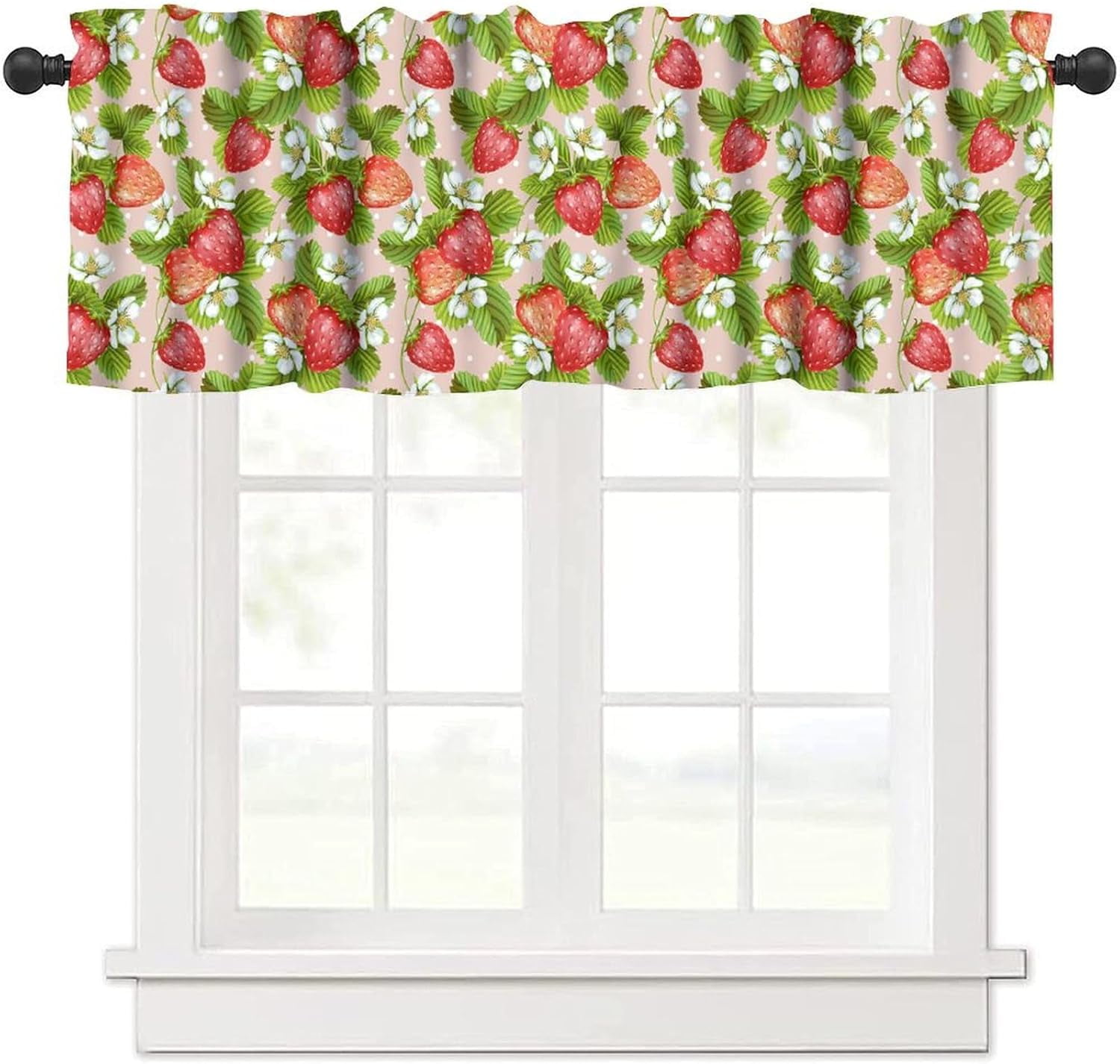 Strawberry Fruit Valance Curtain Kitchen Kids Girl Pink Strawberry ...