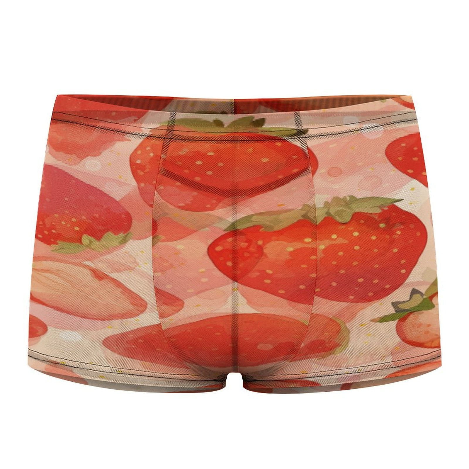 Strawberry Fruit Watercolor Men's Mesh Boxer Briefs Cooling Breathable ...
