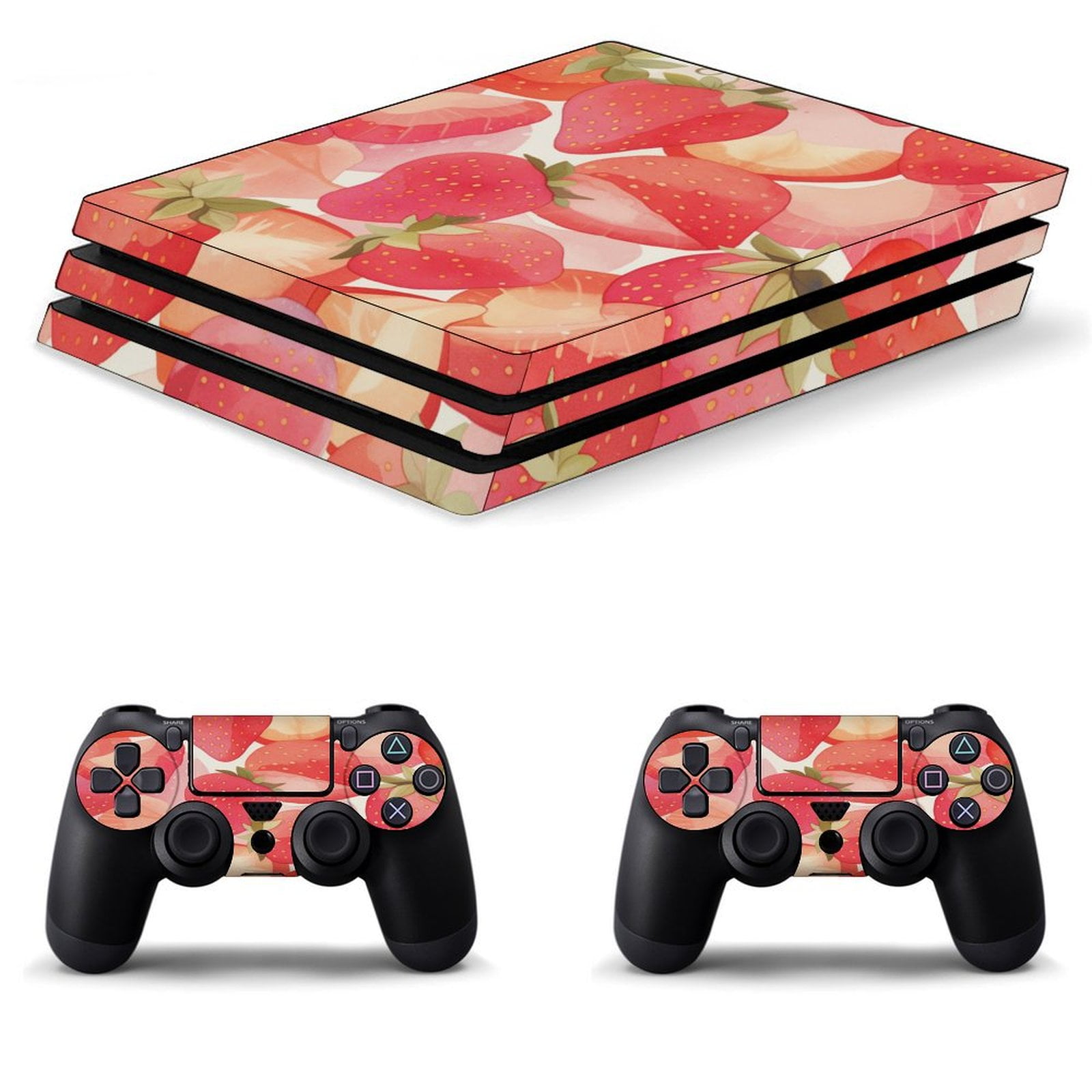 Strawberry Fruit Watercolor PS4/PS4 Pro/PS4 Slim Skin Sticker For Console And Controller Skins ...