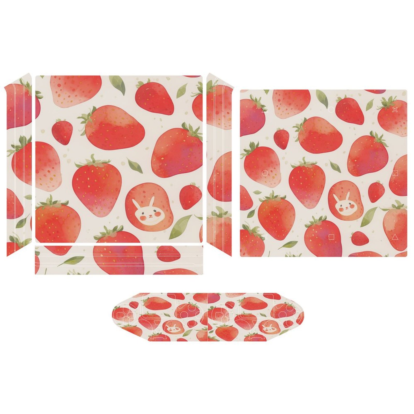 Strawberry Fruit Watercolor PS4/PS4 Pro/PS4 Slim Skin Sticker For Console And Controller Skins ...