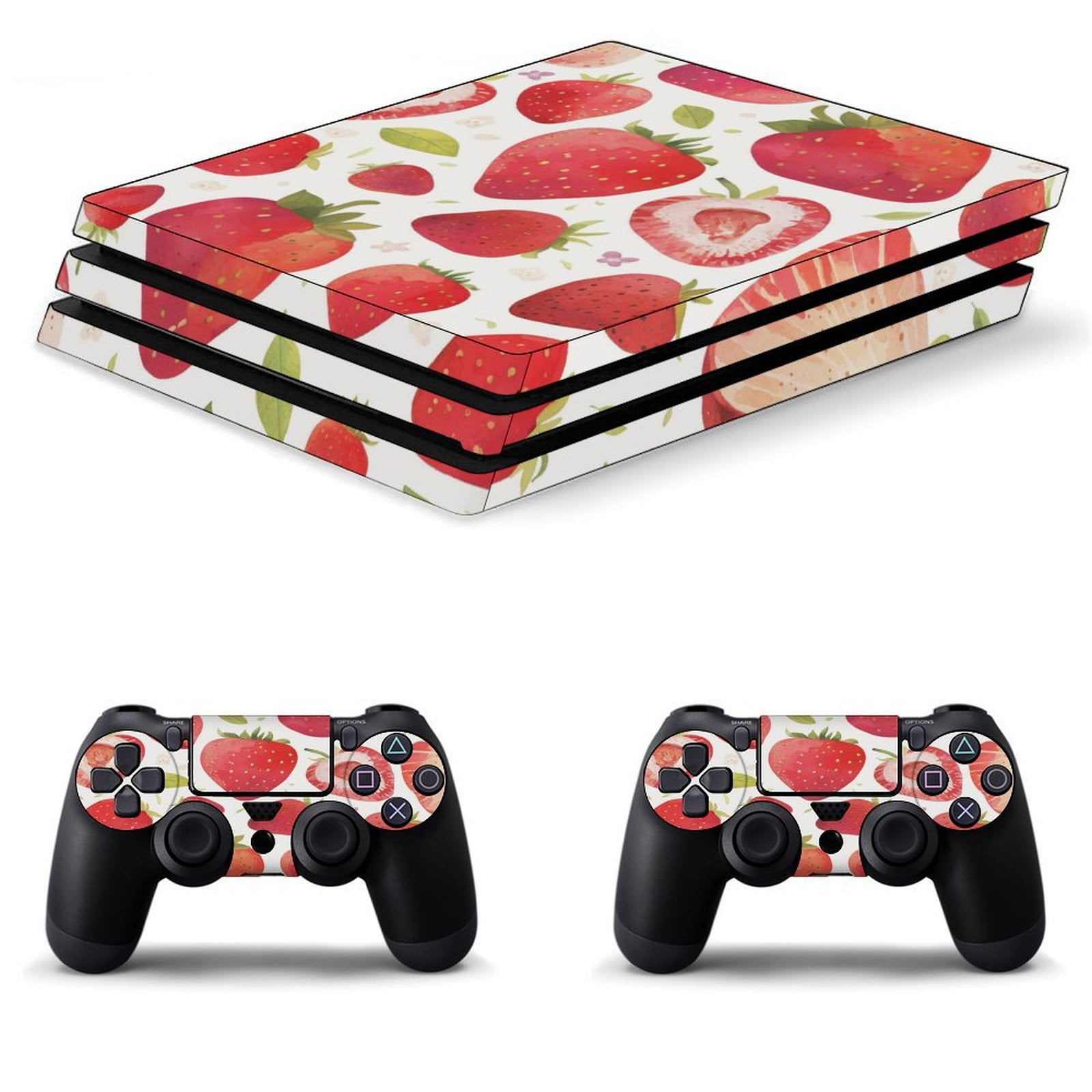 Strawberry Fruit Watercolor PS4/PS4 Pro/PS4 Slim Skin Sticker For Console And Controller Skins ...