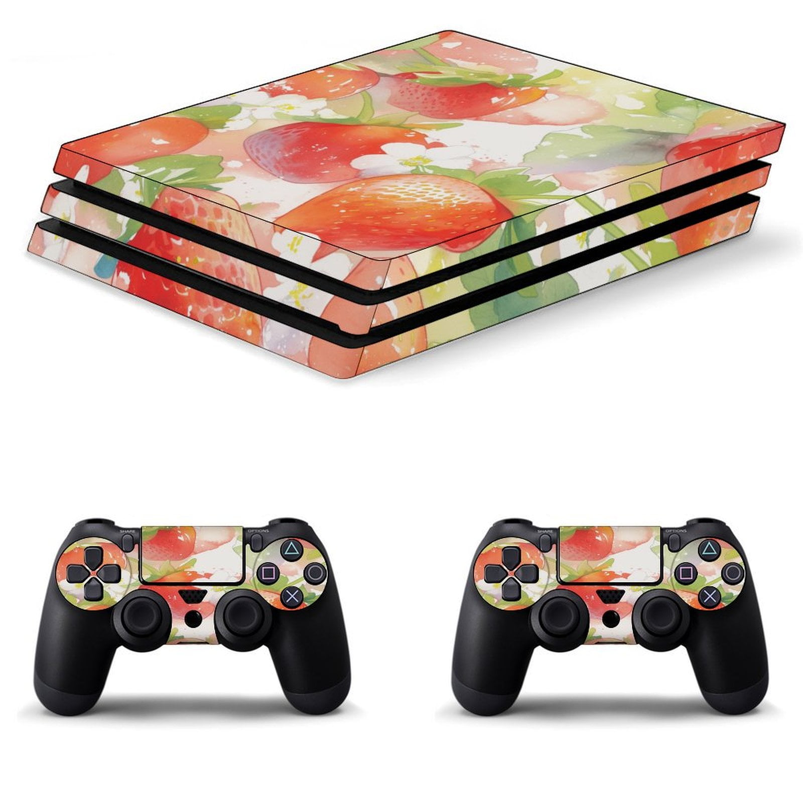 Strawberry Fruit Watercolor PS4/PS4 Pro/PS4 Slim Skin Sticker For ...