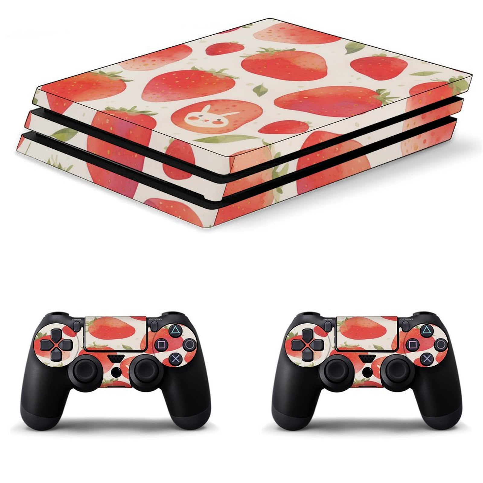 Strawberry Fruit Watercolor PS4/PS4 Pro/PS4 Slim Skin Sticker For Console And Controller Skins ...