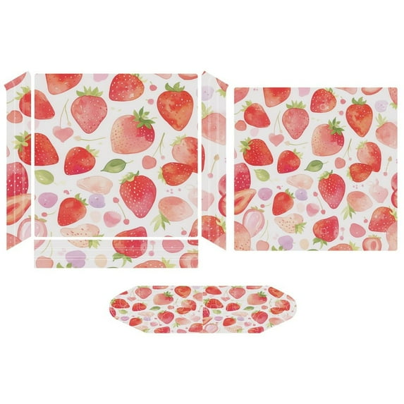 Strawberry Fruit Watercolor PS4/PS4 Pro/PS4 Slim Skin Sticker For Console And Controller Skins ...