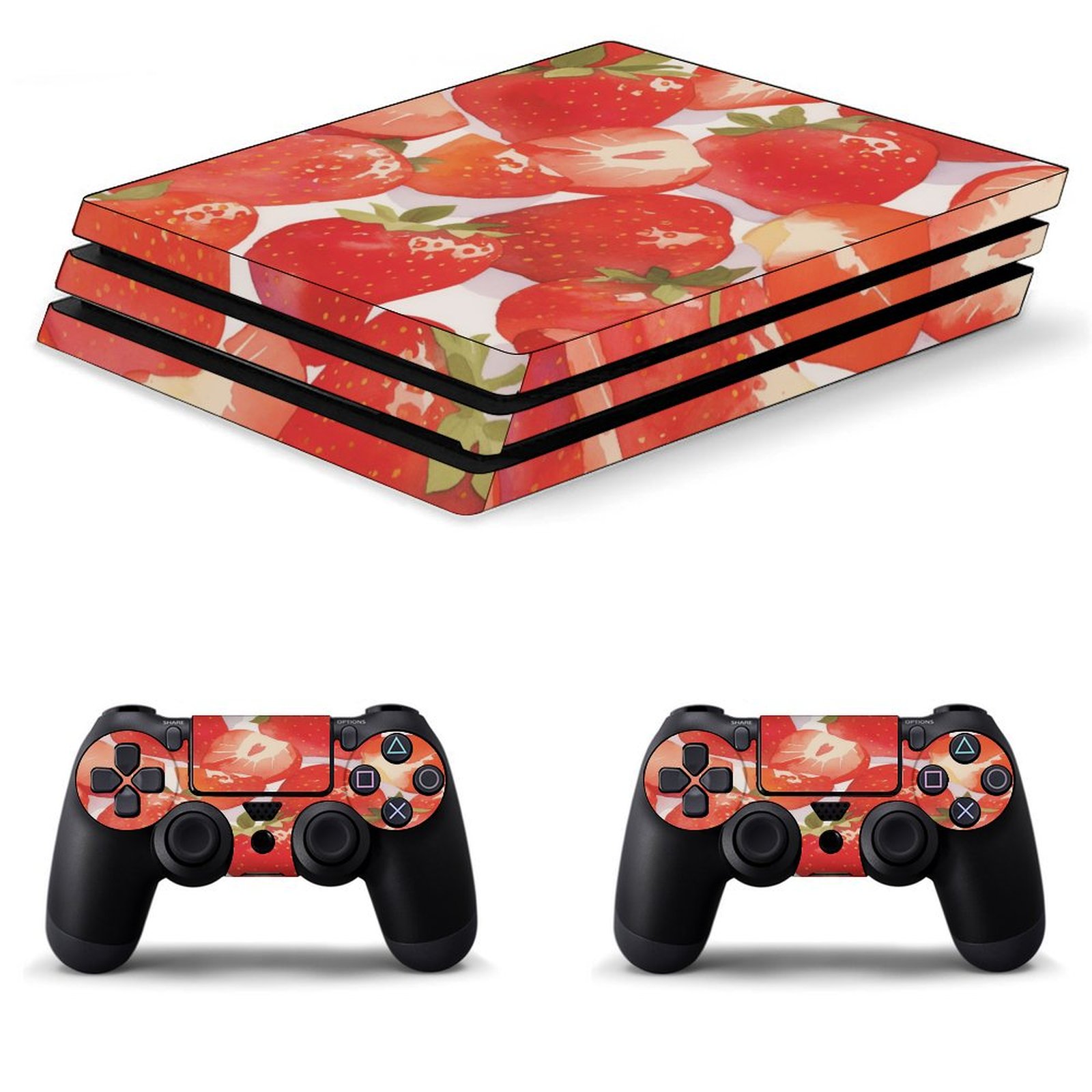 Strawberry Fruit Watercolor PS4/PS4 Pro/PS4 Slim Skin Sticker For Console And Controller Skins ...