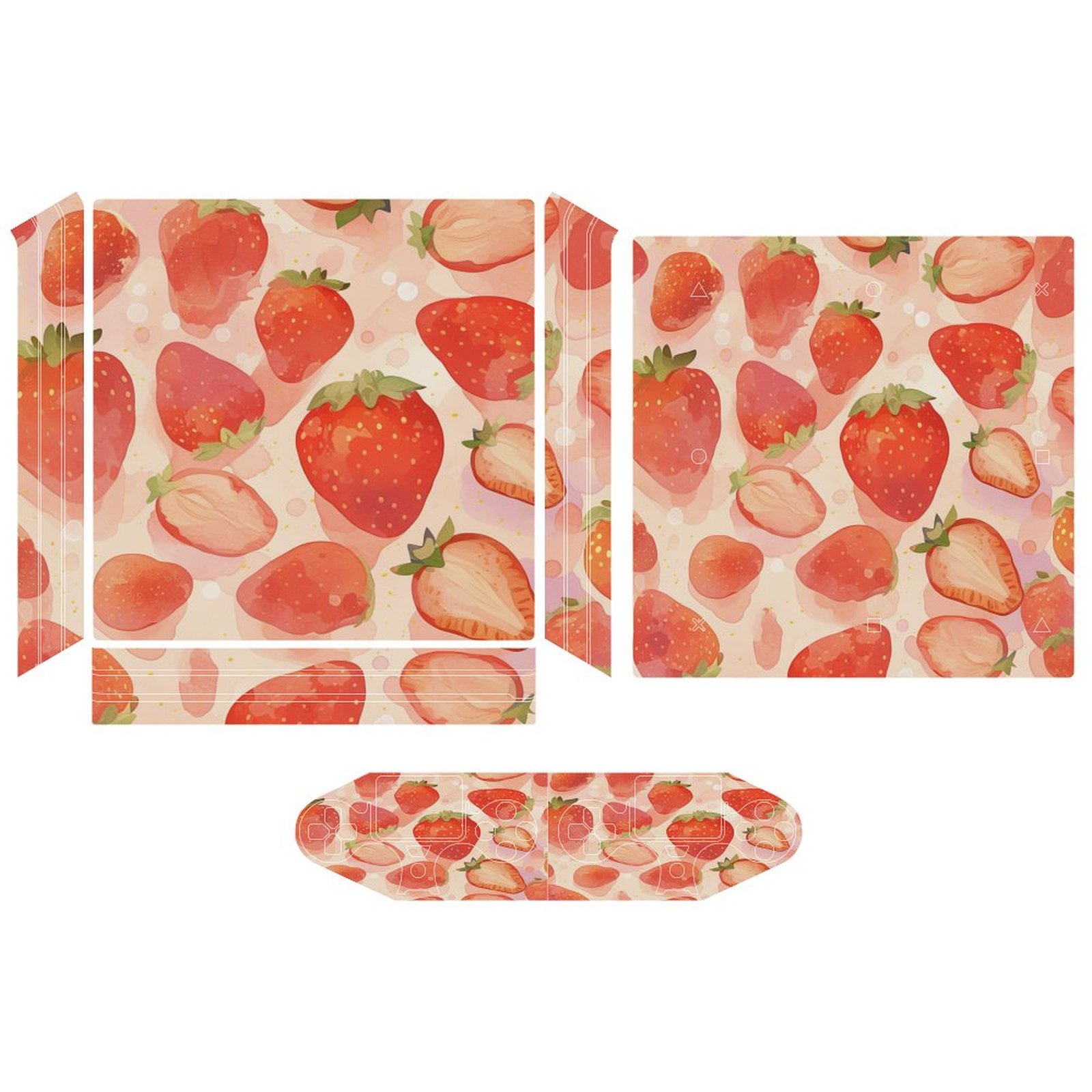 Strawberry Fruit Watercolor PS4/PS4 Pro/PS4 Slim Skin Sticker For Console And Controller Skins ...