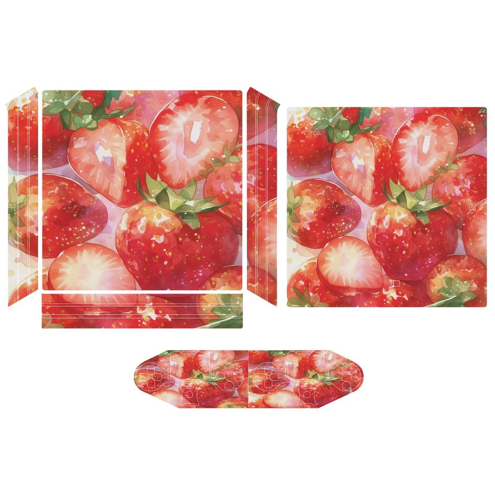 Strawberry Fruit Watercolor PS4/PS4 Pro/PS4 Slim Skin Sticker For Console And Controller Skins ...