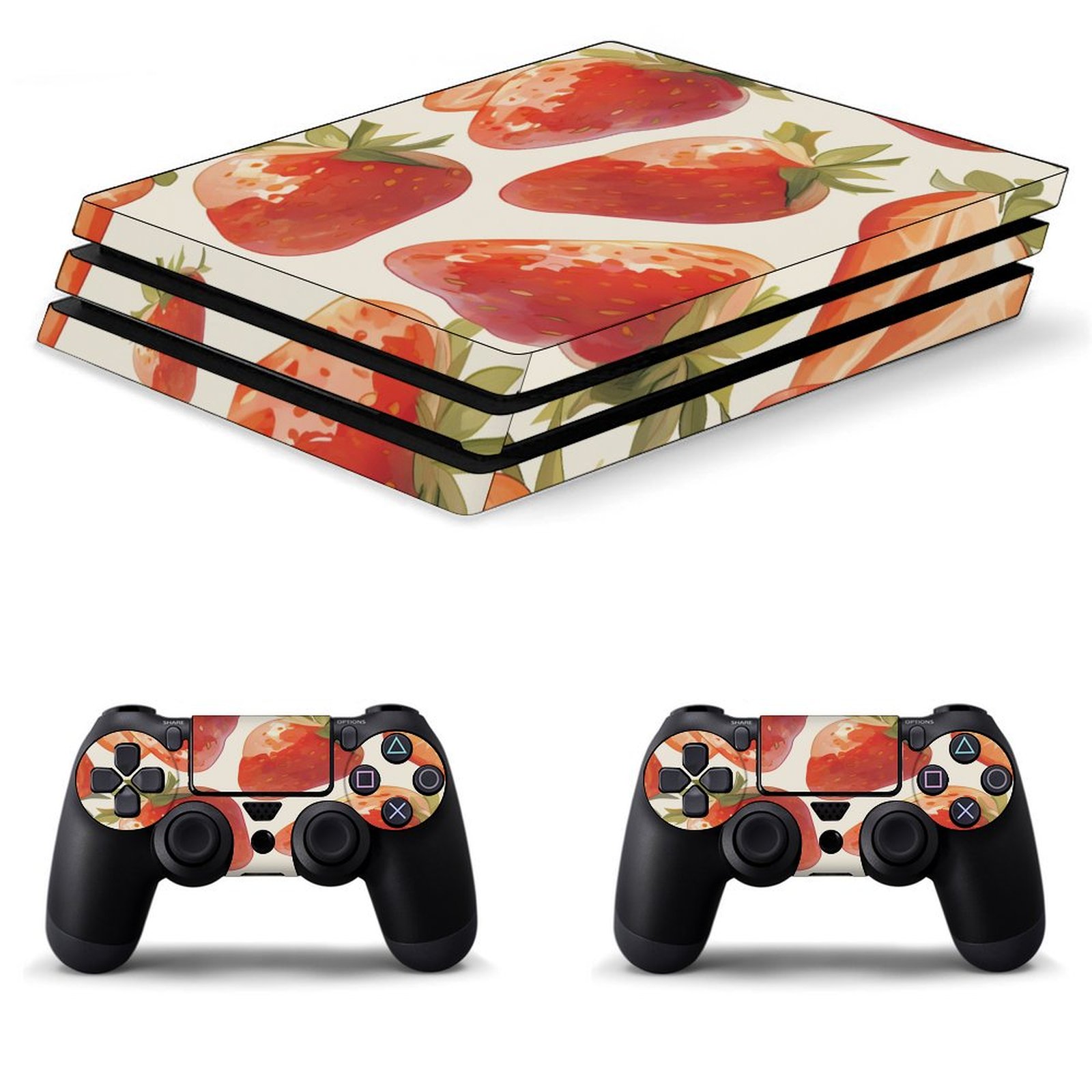 Strawberry Fruit Watercolor PS4/PS4 Pro/PS4 Slim Skin Sticker For Console And Controller Skins ...