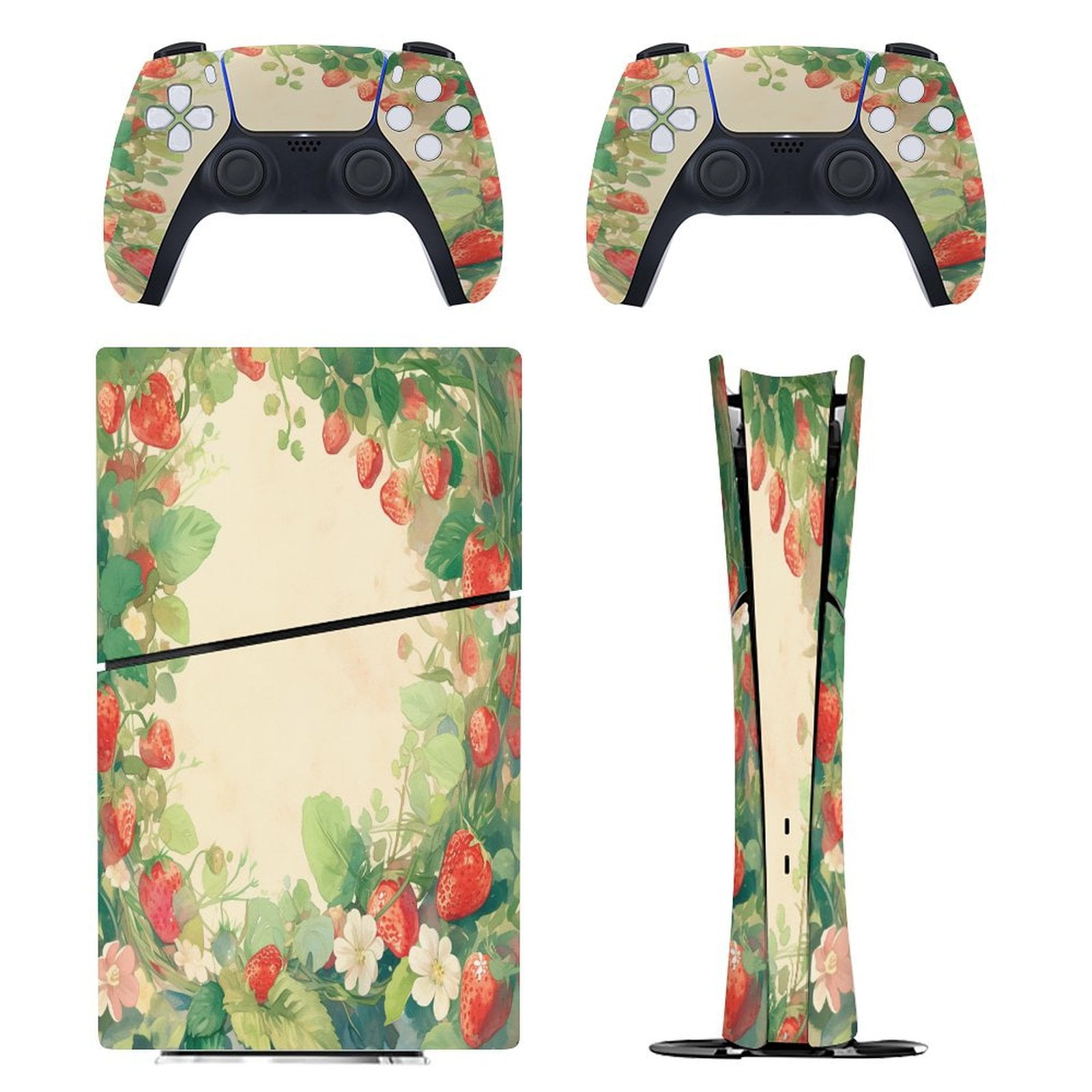 Strawberry Fruit Watercolor PS5/PS5 Pro/PS5 Slim Digital Disc Skin ...