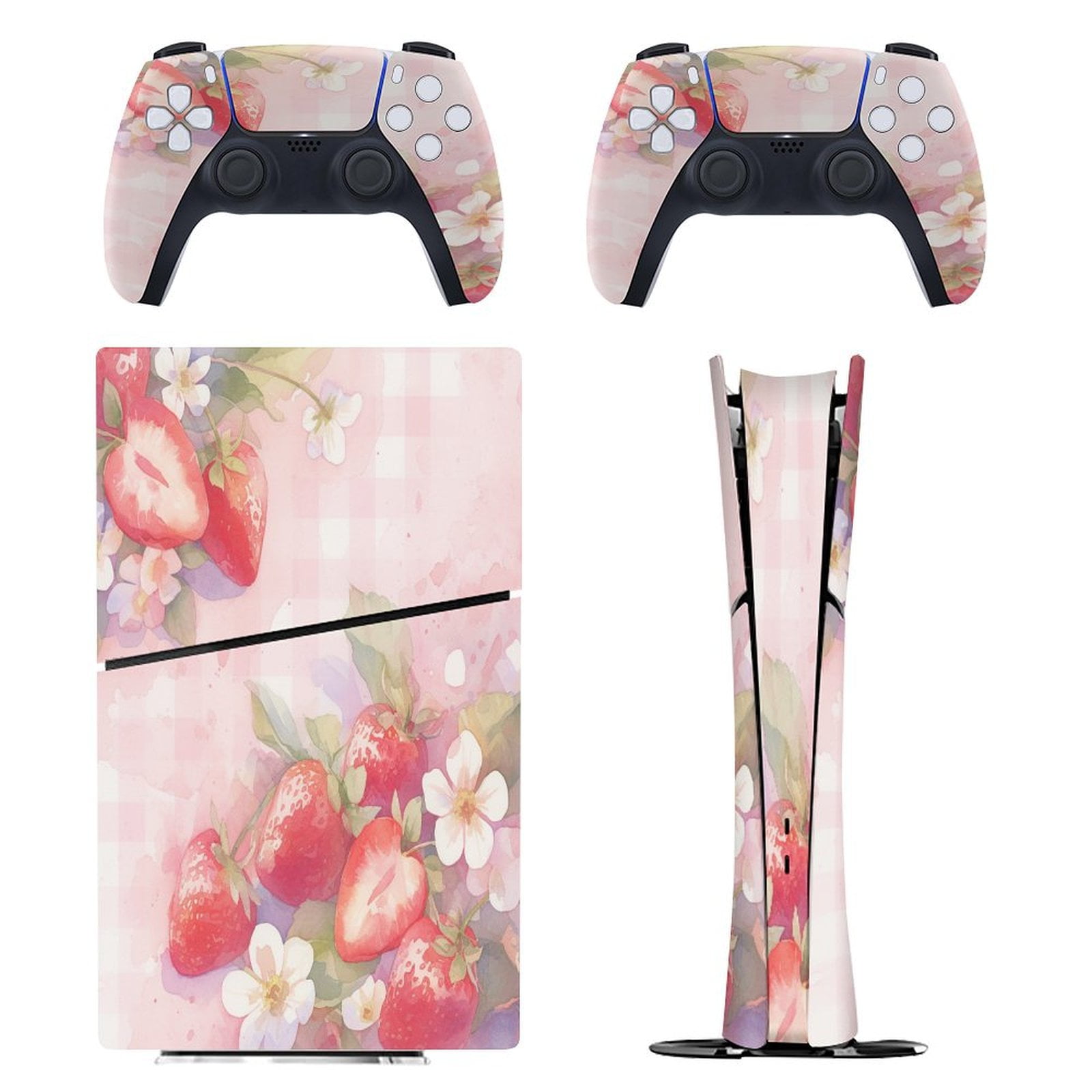 Strawberry Fruit Watercolor PS5/PS5 Pro/PS5 Slim Digital Disc Skin ...
