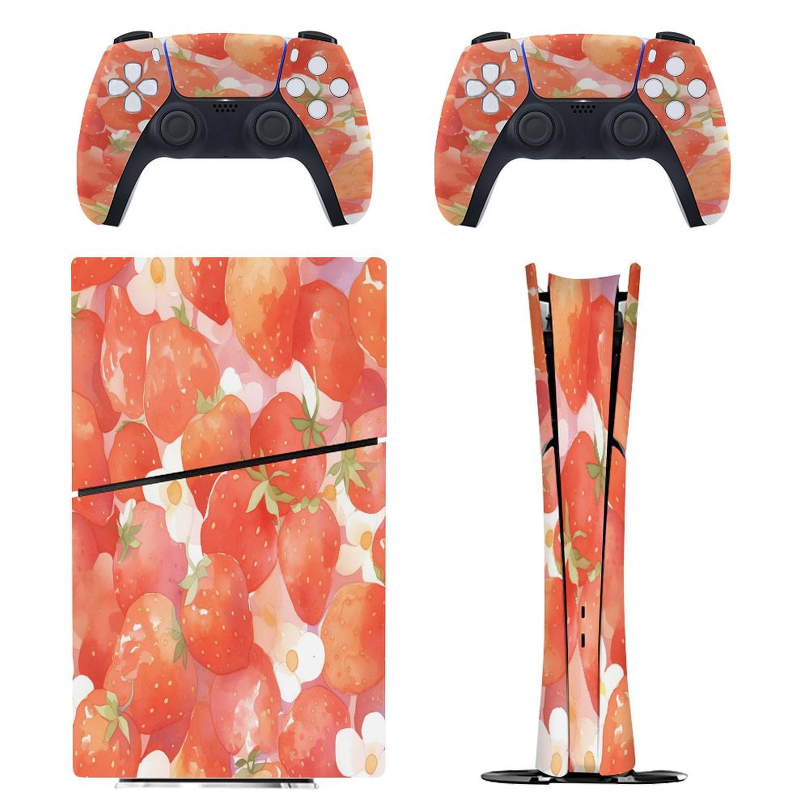 Strawberry Fruit Watercolor PS5/PS5 Pro/PS5 Slim Digital Disc Skin ...