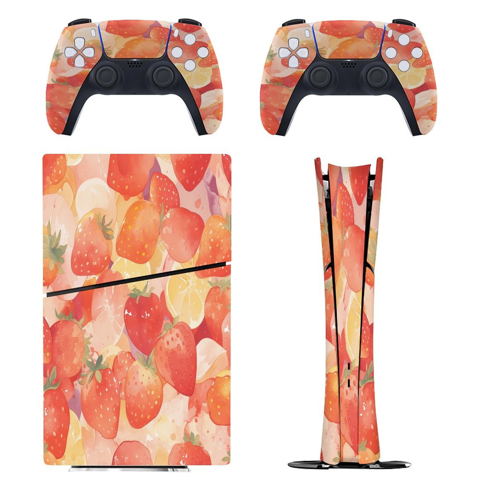 Strawberry Fruit Watercolor PS5/PS5 Pro/PS5 Slim Digital Disc Skin ...