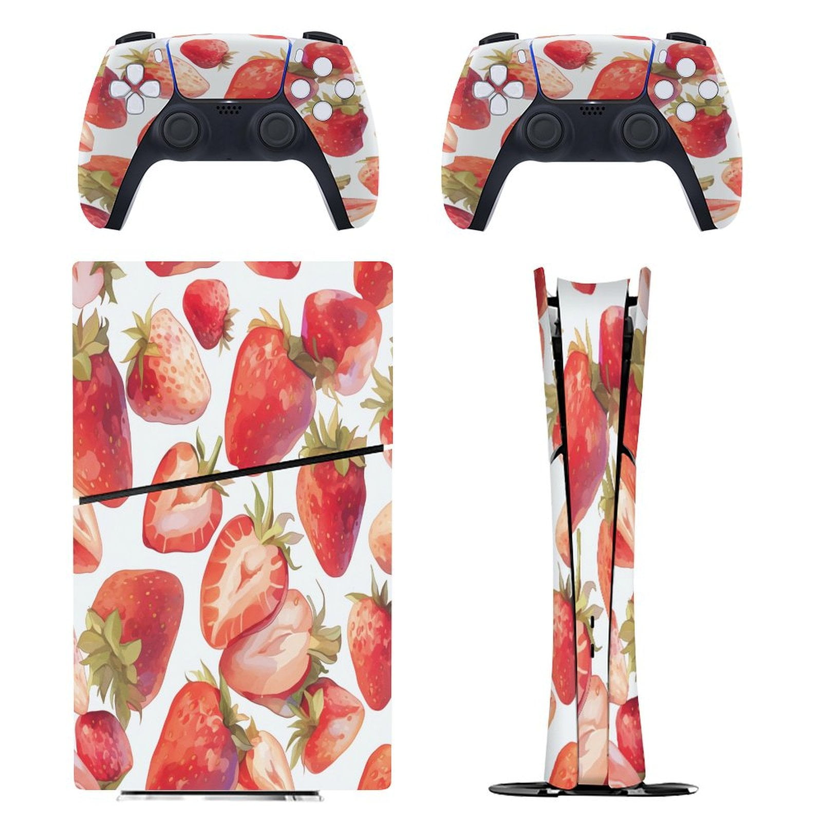 Strawberry Fruit Watercolor PS5/PS5 Pro/PS5 Slim Digital Disc Skin ...