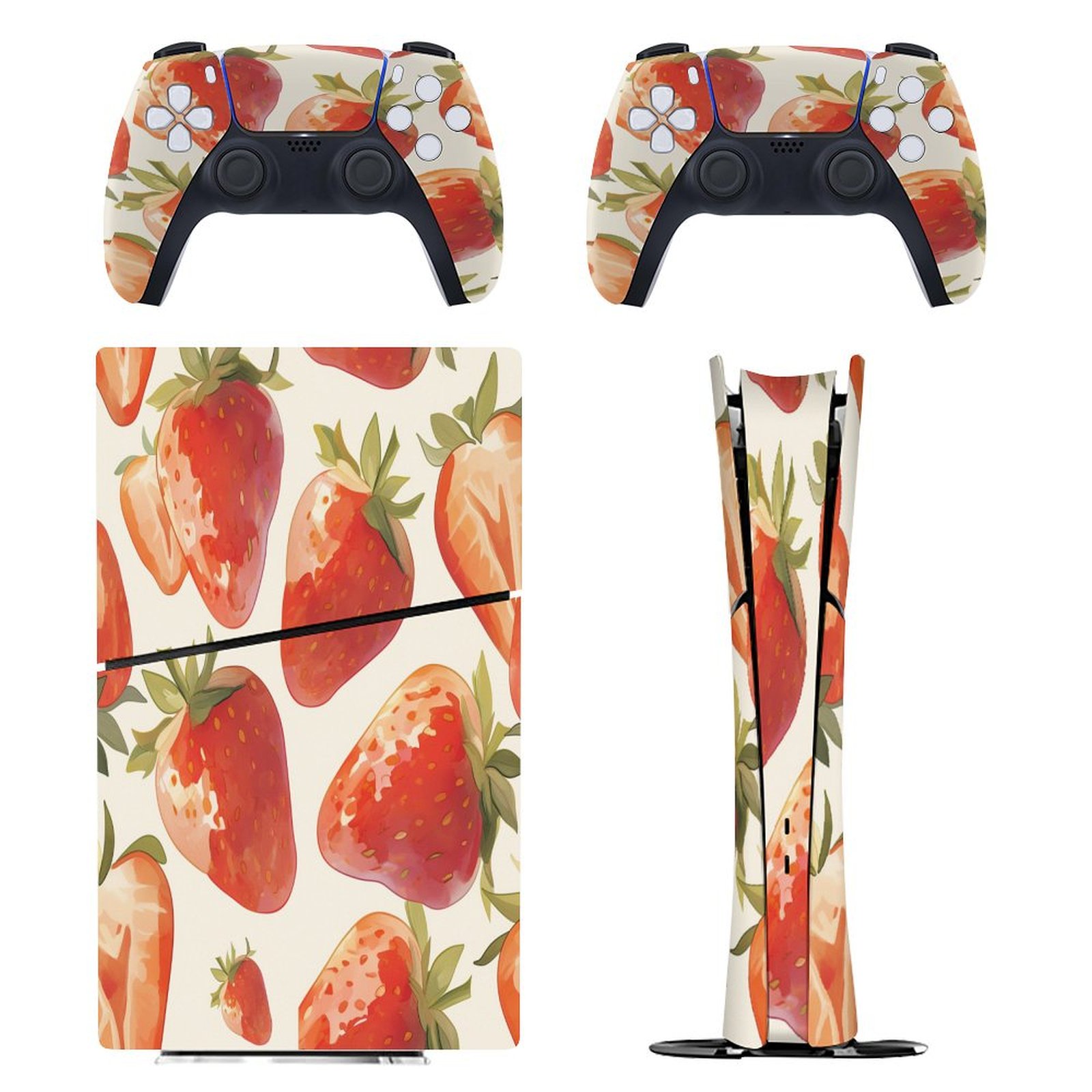 Strawberry Fruit Watercolor PS5/PS5 Pro/PS5 Slim Digital Disc Skin ...