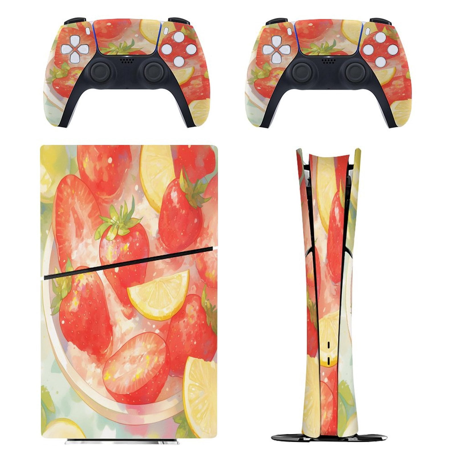 Strawberry Fruit Watercolor PS5/PS5 Pro/PS5 Slim Digital Disc Skin ...