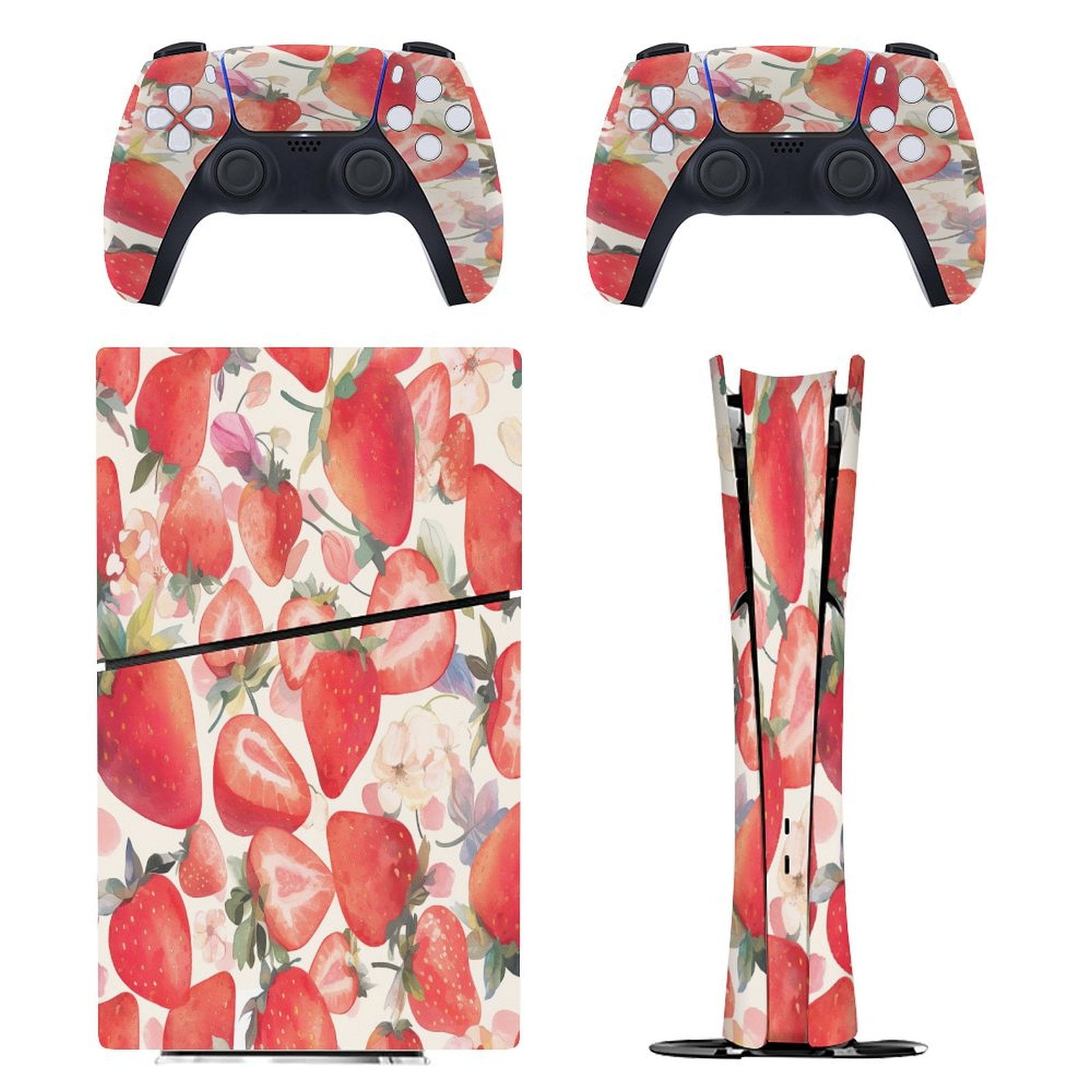 Strawberry Fruit Watercolor PS5/PS5 Pro/PS5 Slim Digital Disc Skin ...
