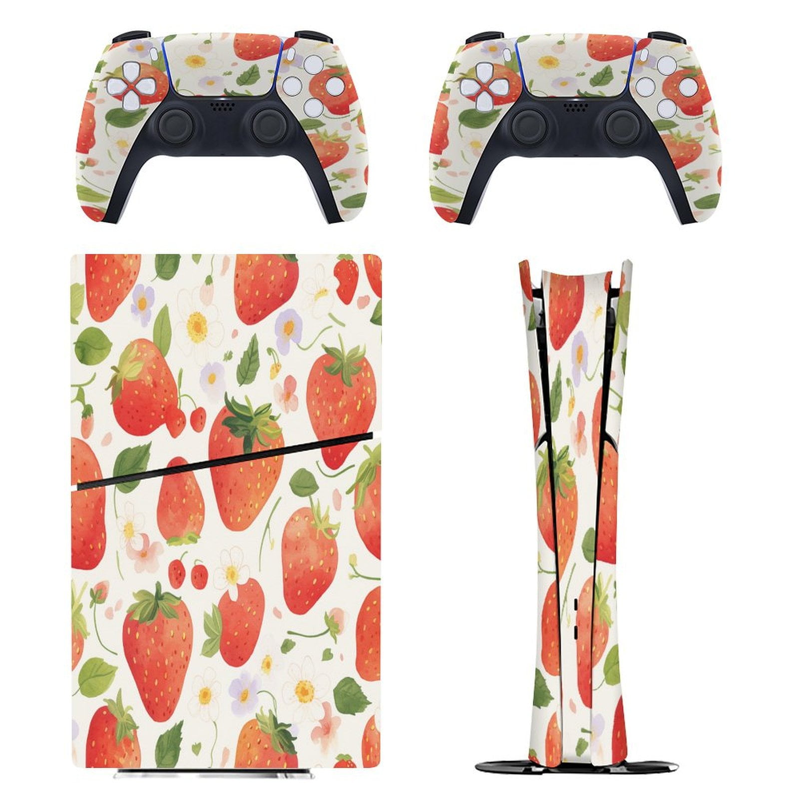 Strawberry Fruit Watercolor PS5/PS5 Pro/PS5 Slim Digital Disc Skin ...
