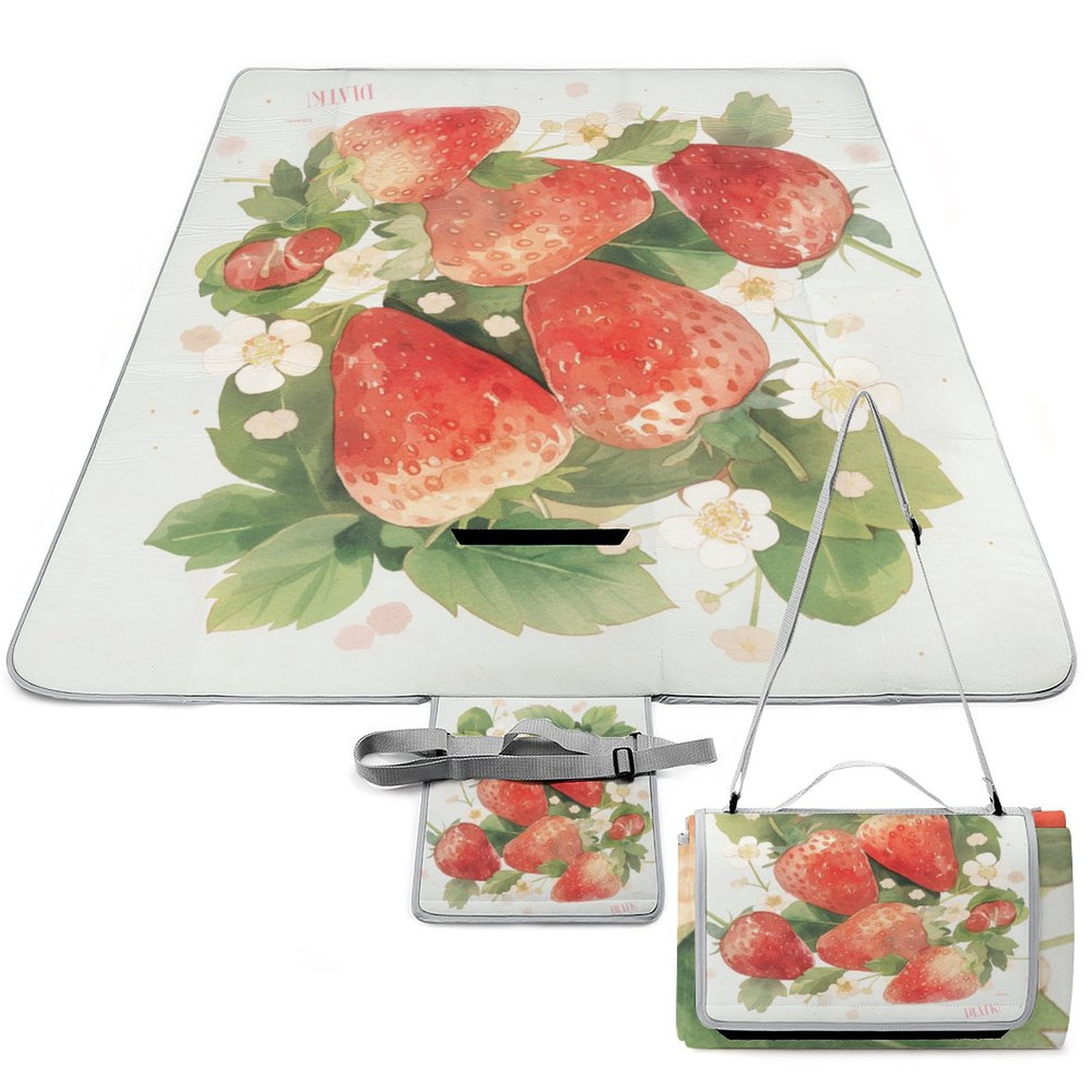 Strawberry Fruit Watercolor Square Picnic Mat Waterproof Beach Mat ...