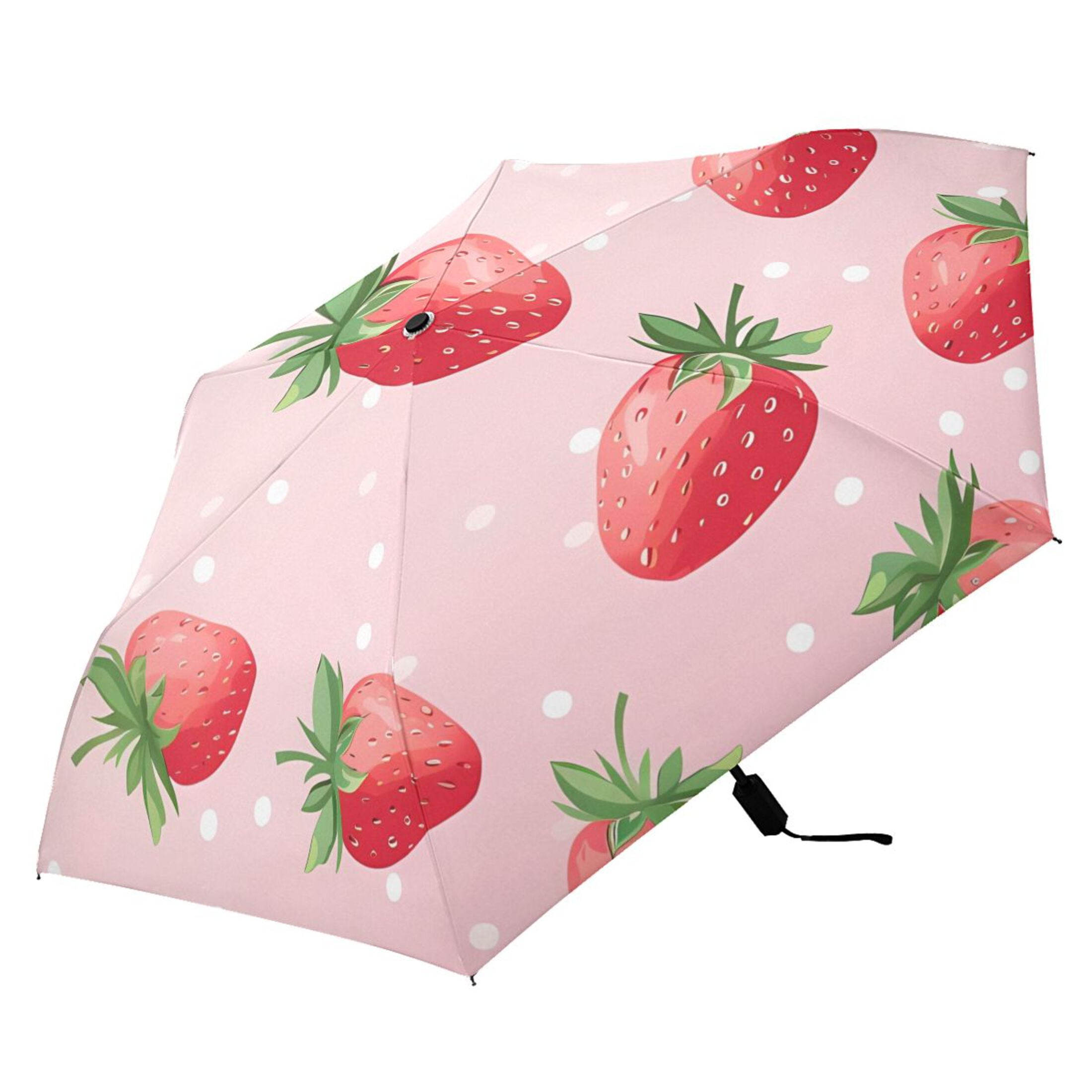 Strawberry Fruits Compact Folding Umbrella for Rain Windproof Travel ...