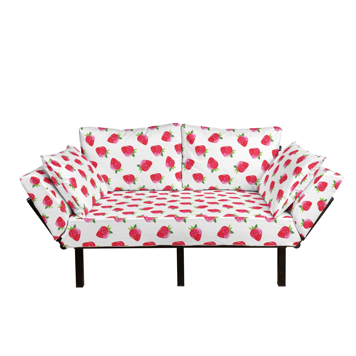 Strawberry Futon Couch, Hand-Painted Juicy Tasty Fruits Organic Harvest ...