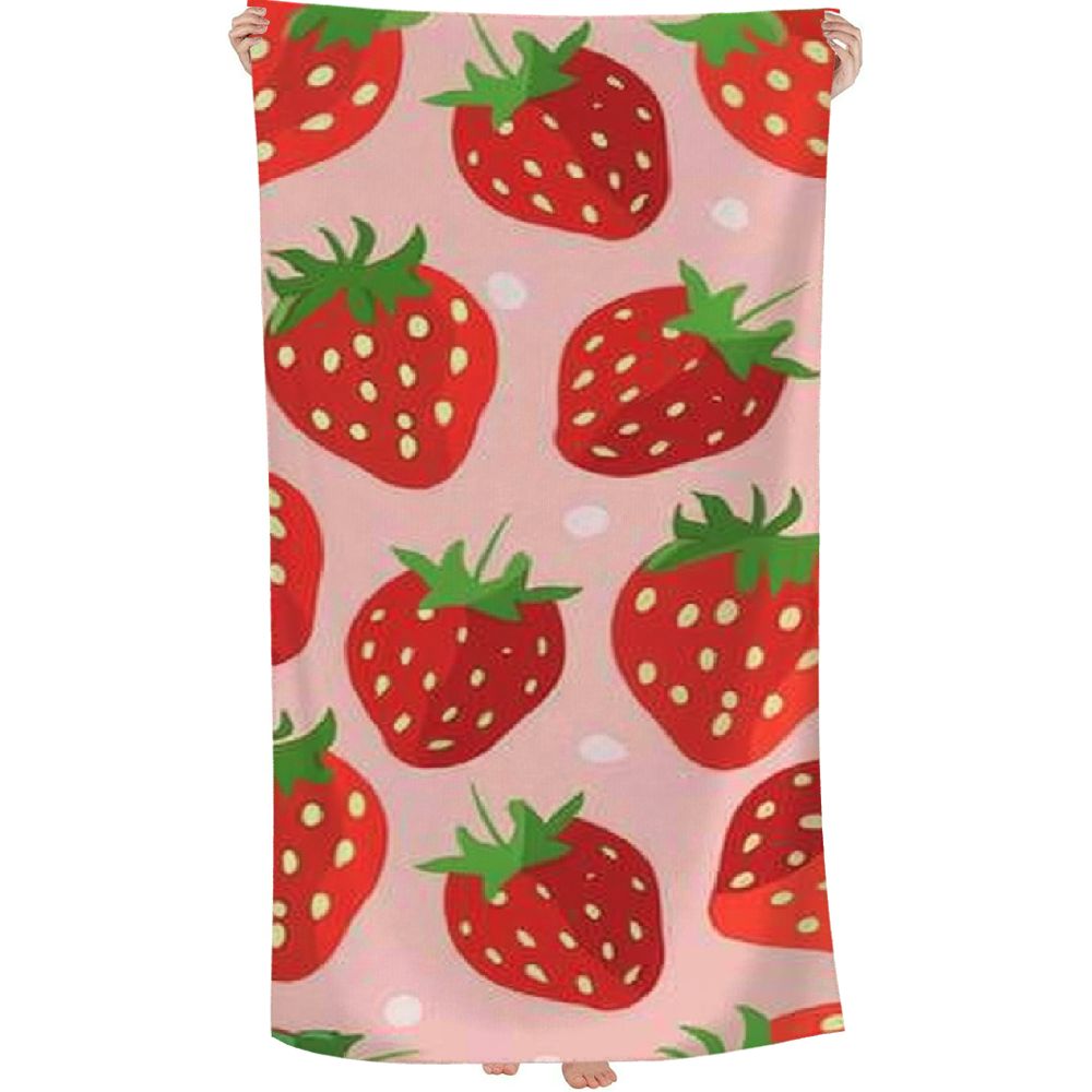 Strawberry Garden Cute Summer Fruit Pattern Pink Beach Towels Oversized ...