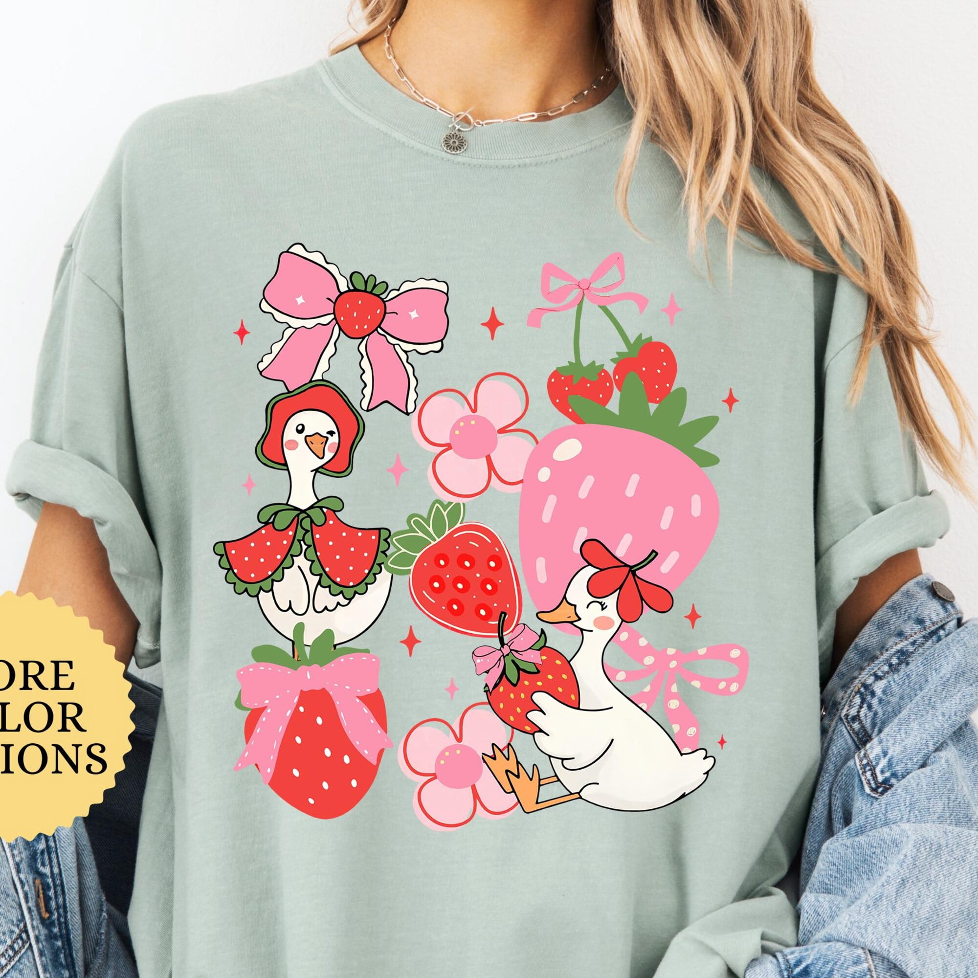 Strawberry Goose Shirt Cute Cottagecore Goose Tee Woman Summer Gift ...
