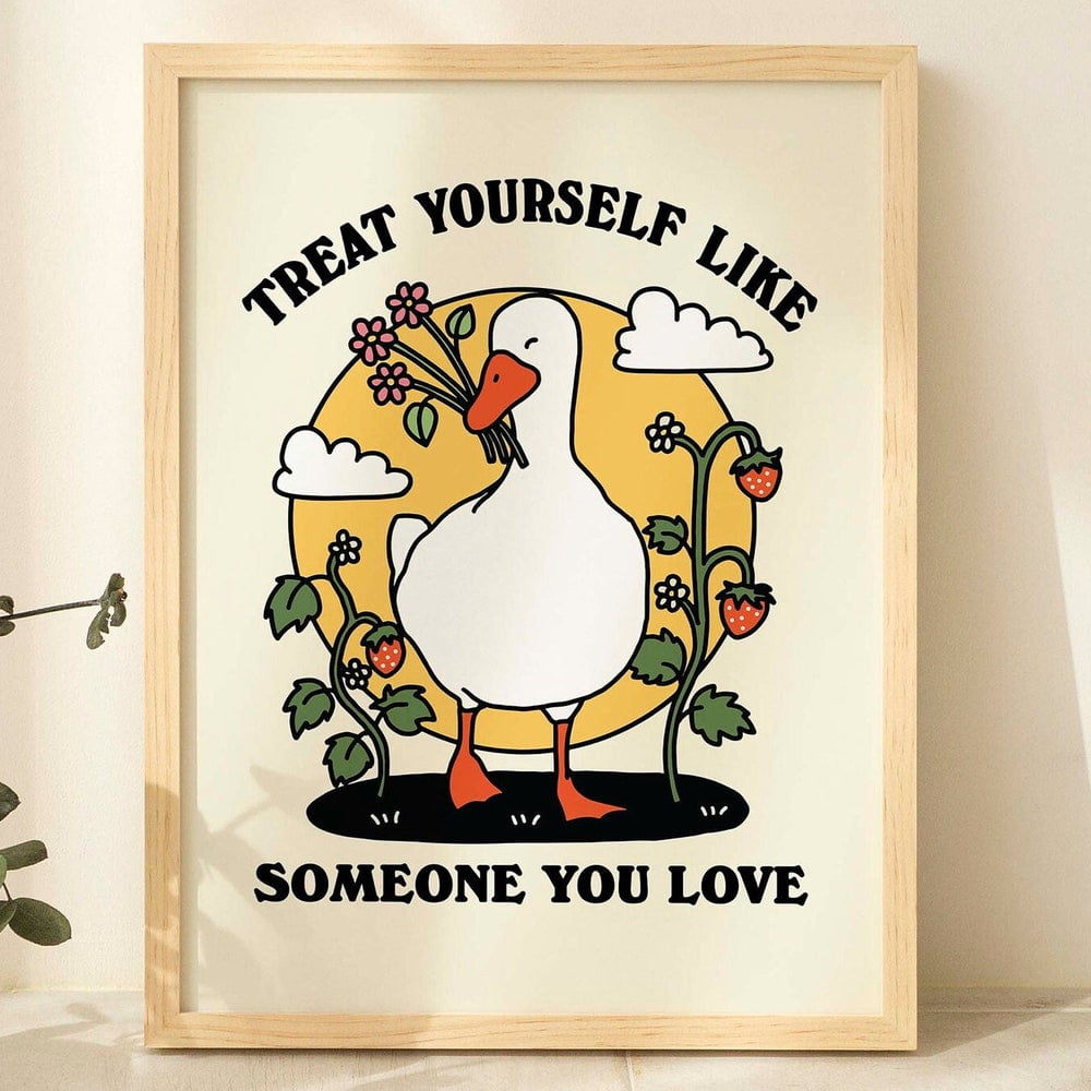 Strawberry Goose Wall Print, Cottagecore Farmhouse Quote, Retro ...